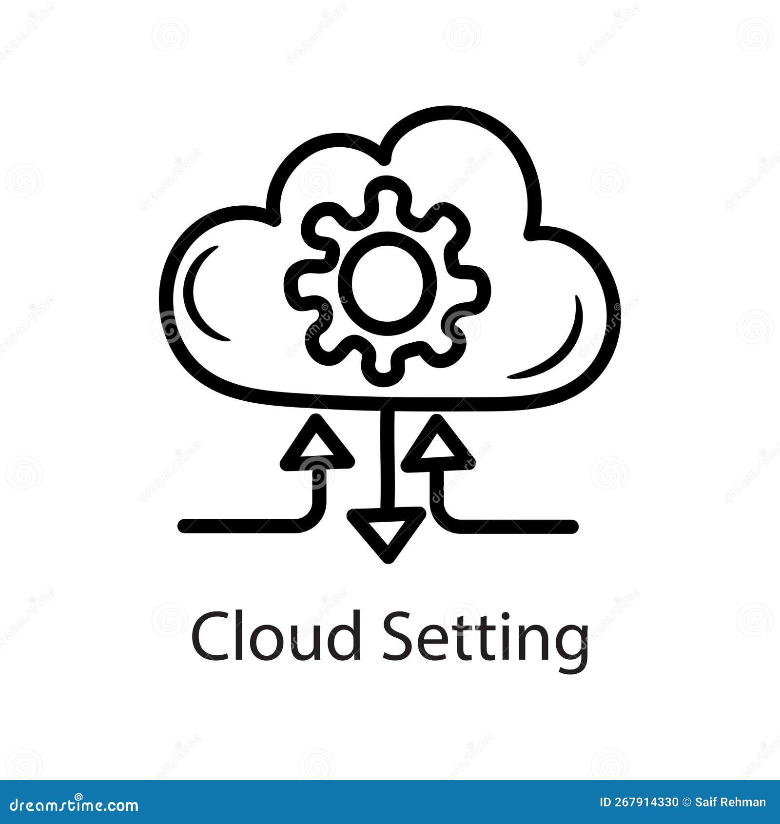 Cloud Setting Outline Icon Design Illustration. Data Symbol on White ...