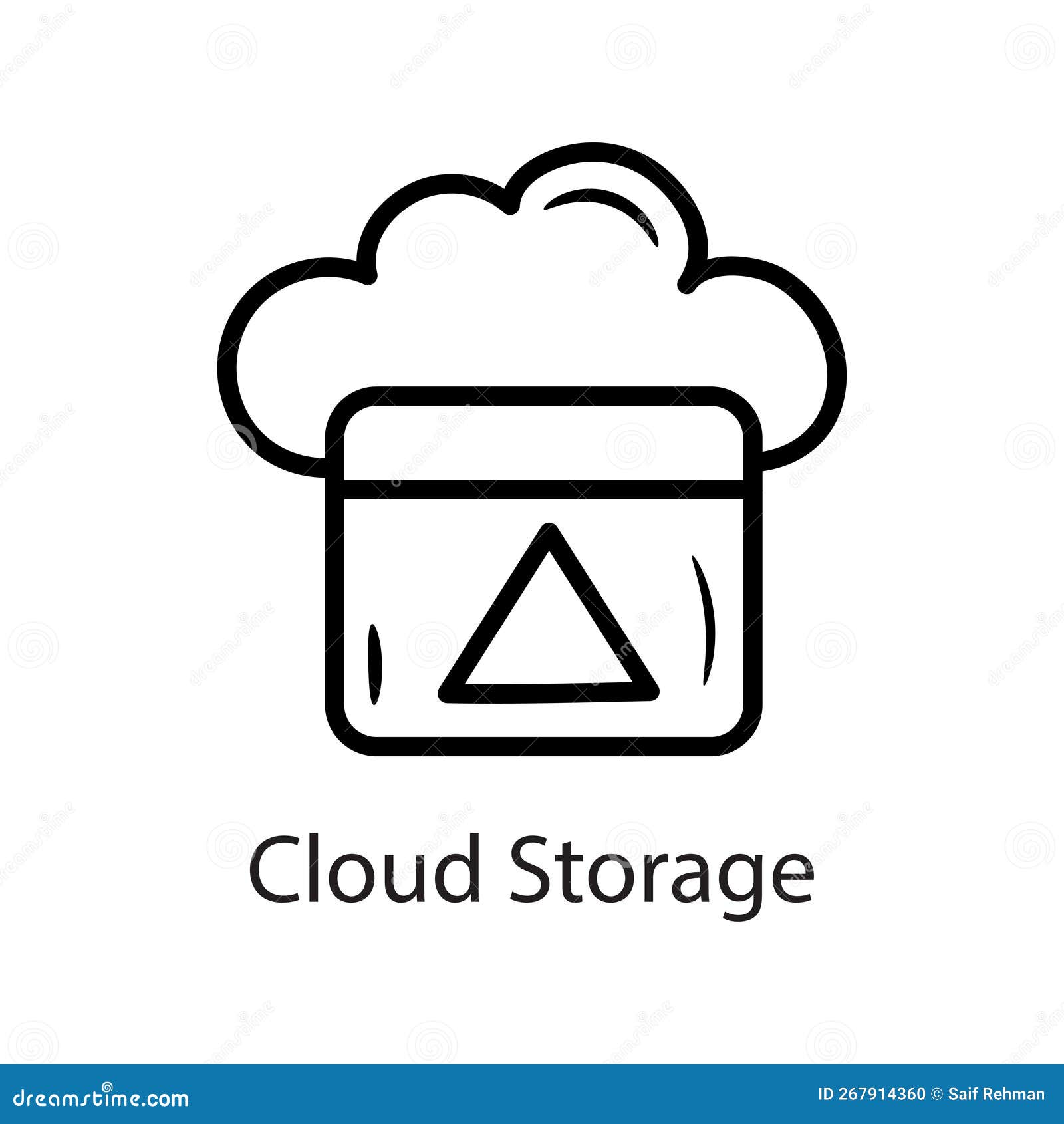 Cloud Storage Outline Icon Design Illustration. Data Symbol on White ...