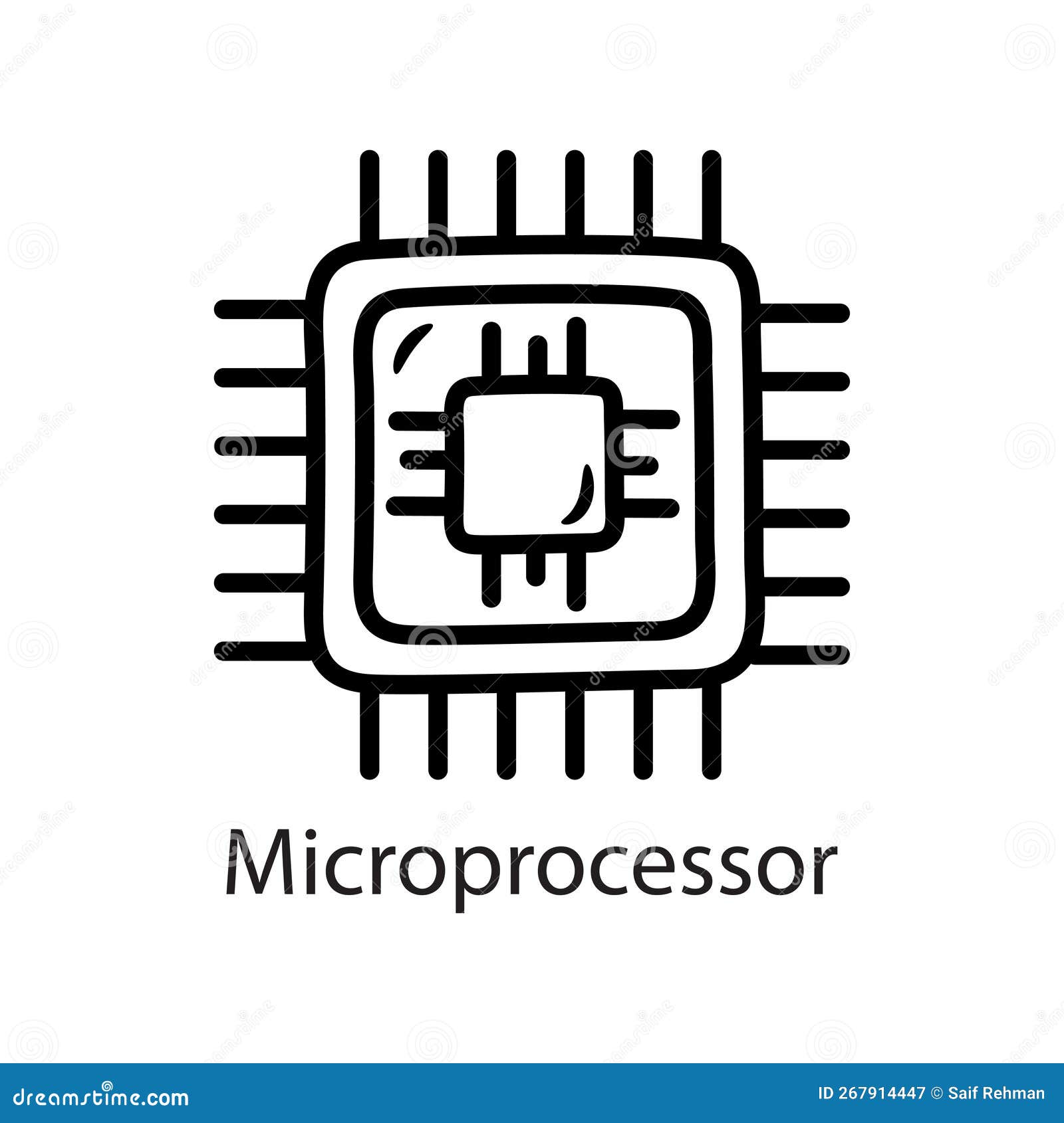 Microprocessor Outline Icon Design Illustration. Data Symbol on White ...