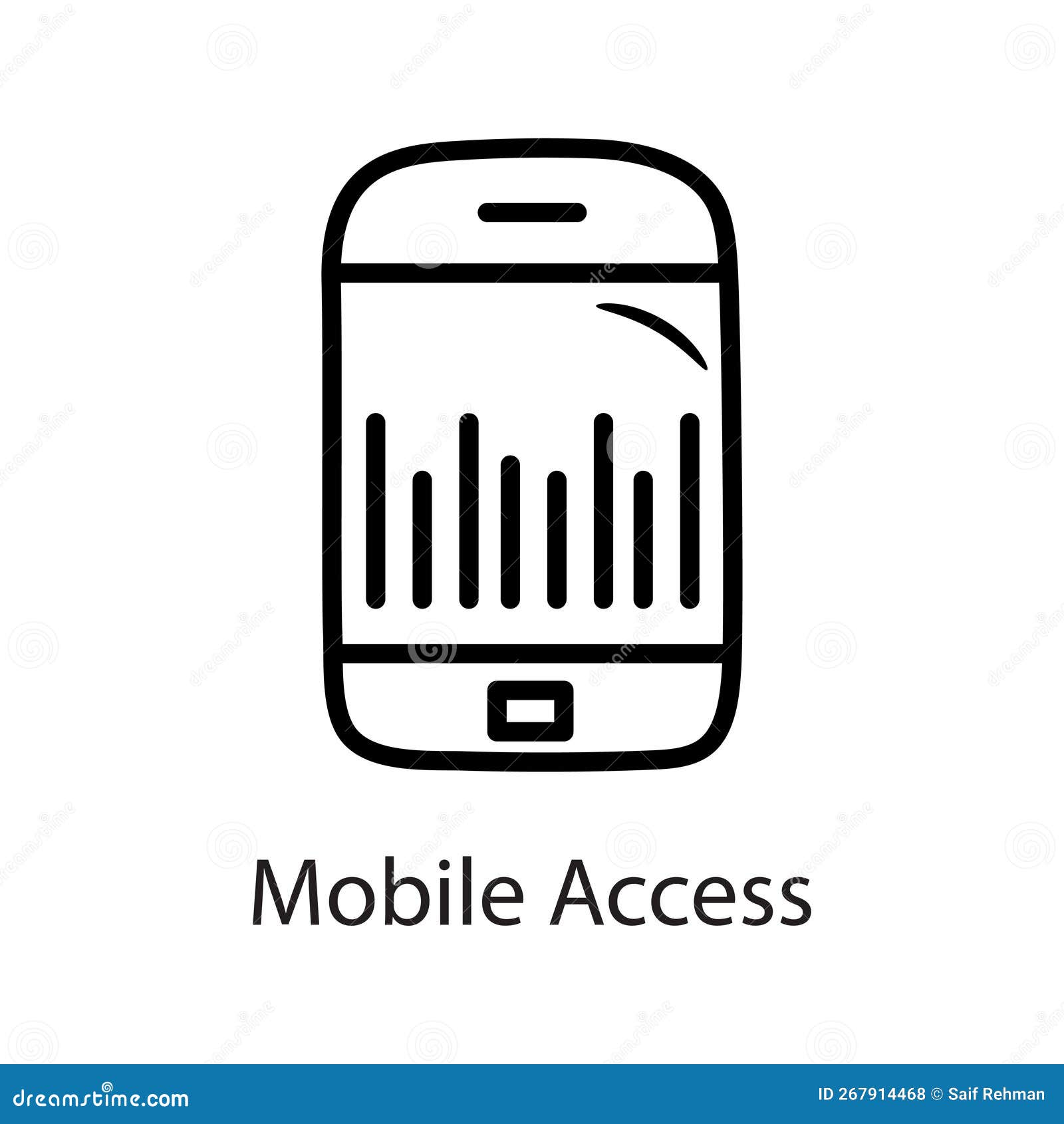 Mobile Access Outline Icon Design Illustration. Data Symbol on White ...