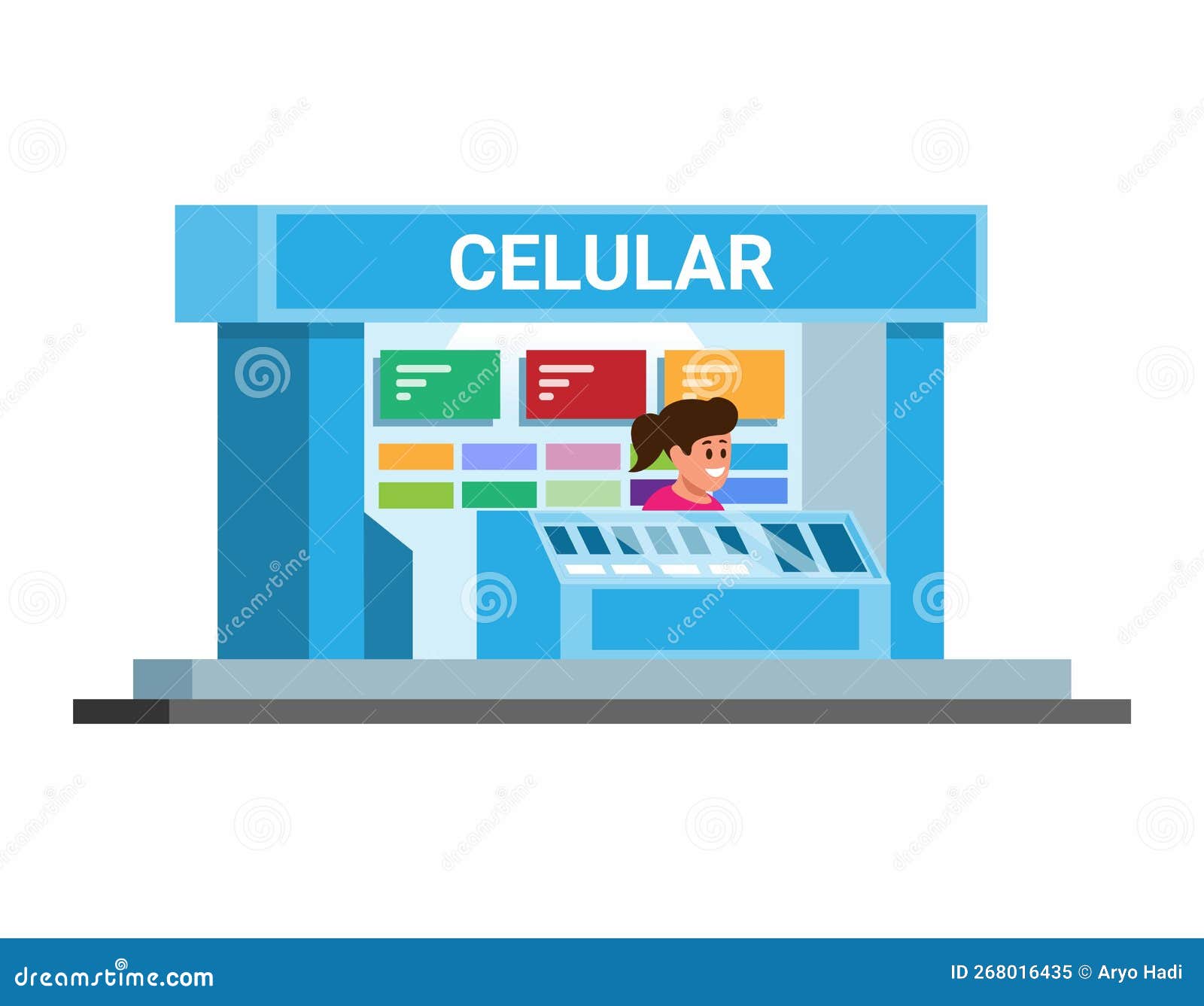 Cellular Outlet Store Building Flat Cartoon Illustration Vector Stock ...