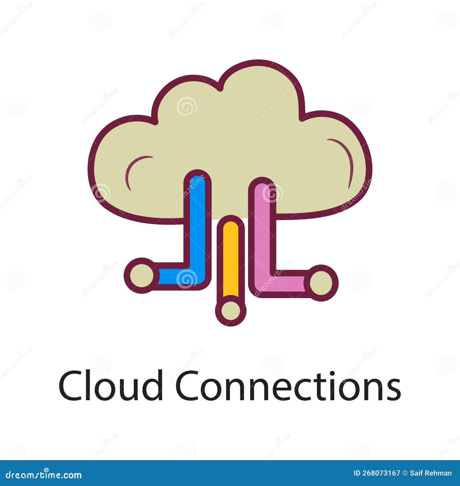 Cloud Connections Fill Outline Icon Design Illustration. Data Symbol on ...