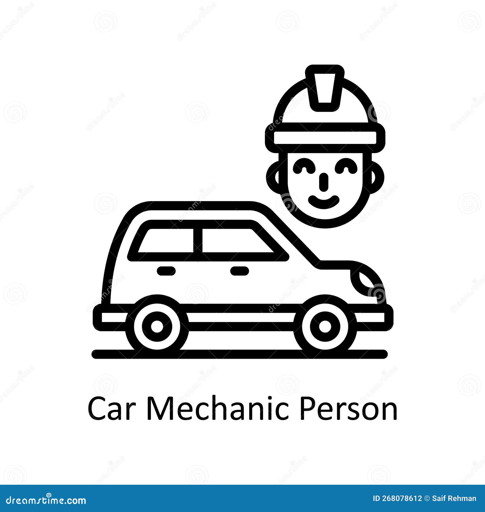 Car Mechanic Person Vector Outline Icon Design Illustration. Car ...