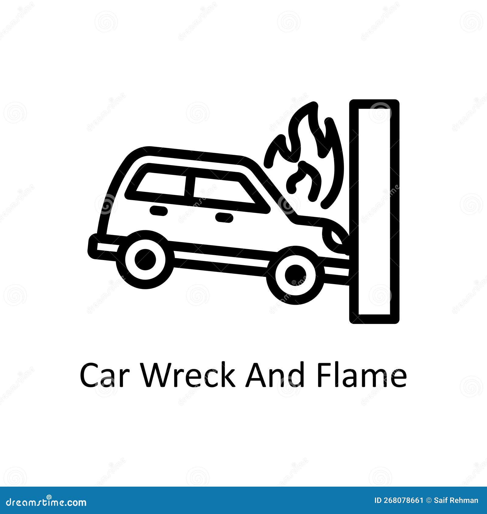 Car Wreck Vector Outline Icon Design Illustration. Car Accident Symbol ...