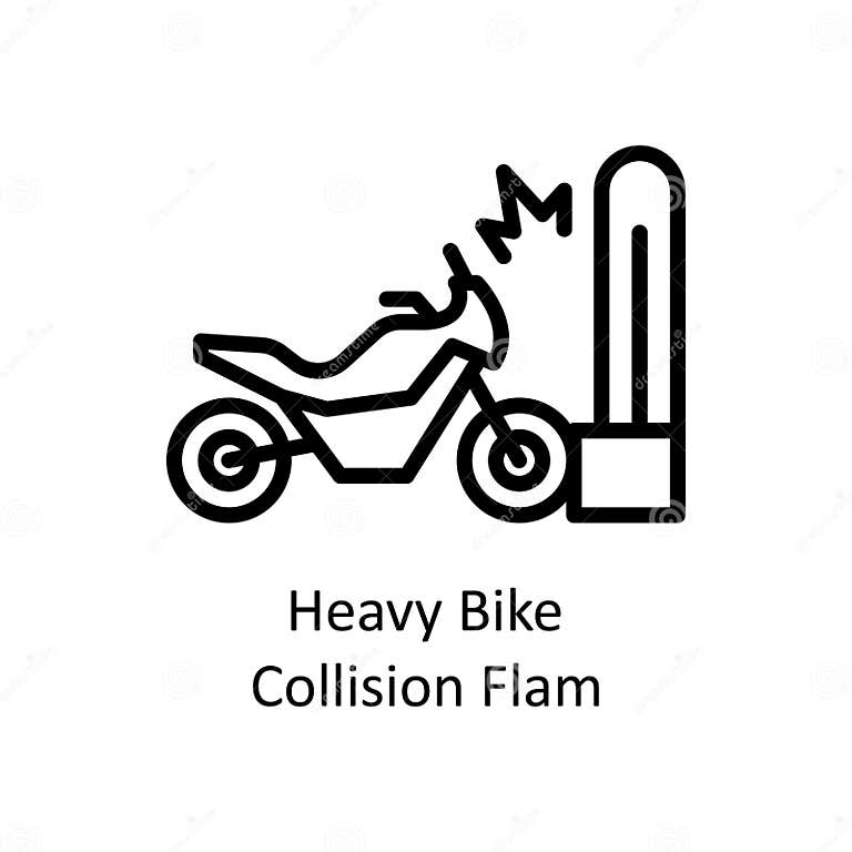 Bike Collision Vector Outline Icon Design Illustration. Car Accident ...