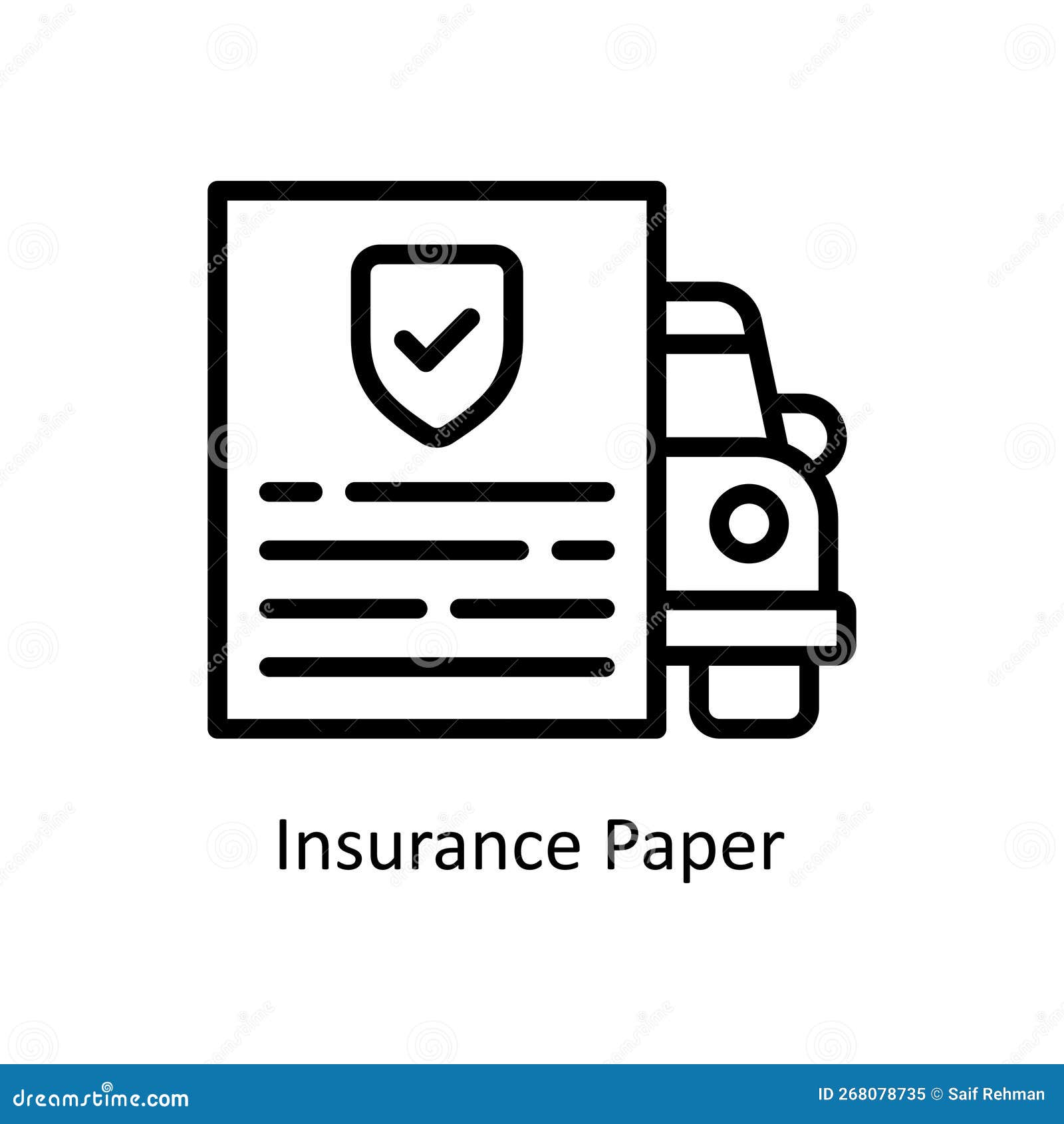 Insurance Paper Vector Outline Icon Design Illustration. Car Accident ...