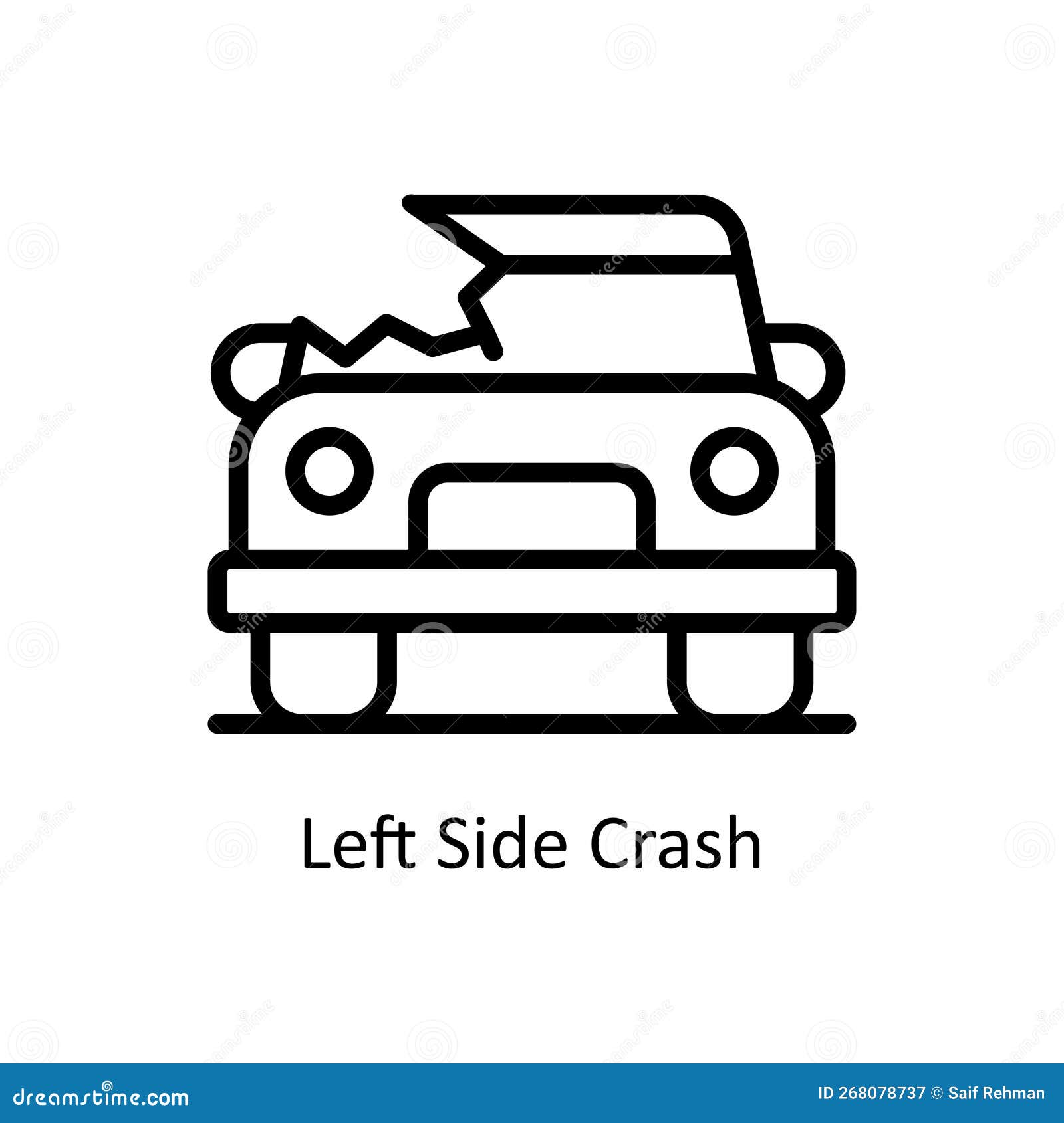 Side Crash Vector Outline Icon Design Illustration. Car Accident Symbol ...