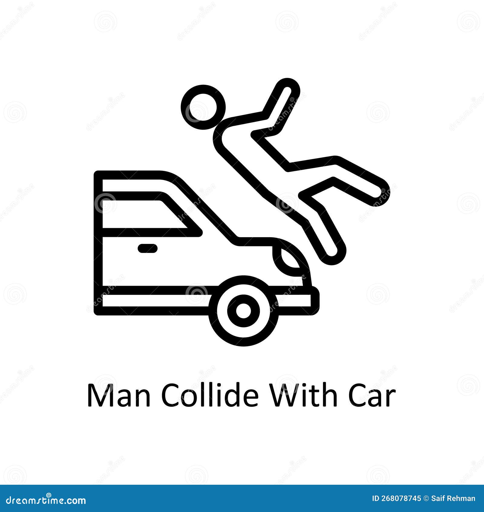 Man Collide Vector Outline Icon Design Illustration. Car Accident ...