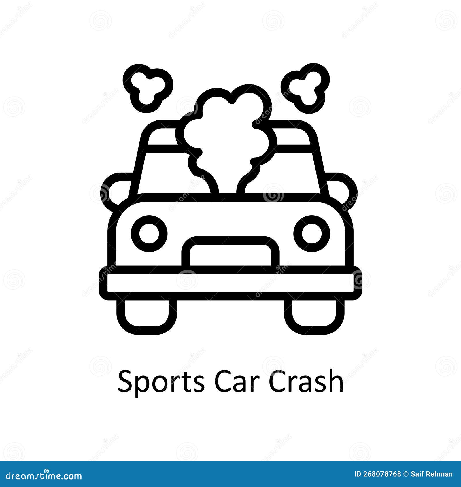 Car Crash Vector Outline Icon Design Illustration. Car Accident Symbol ...