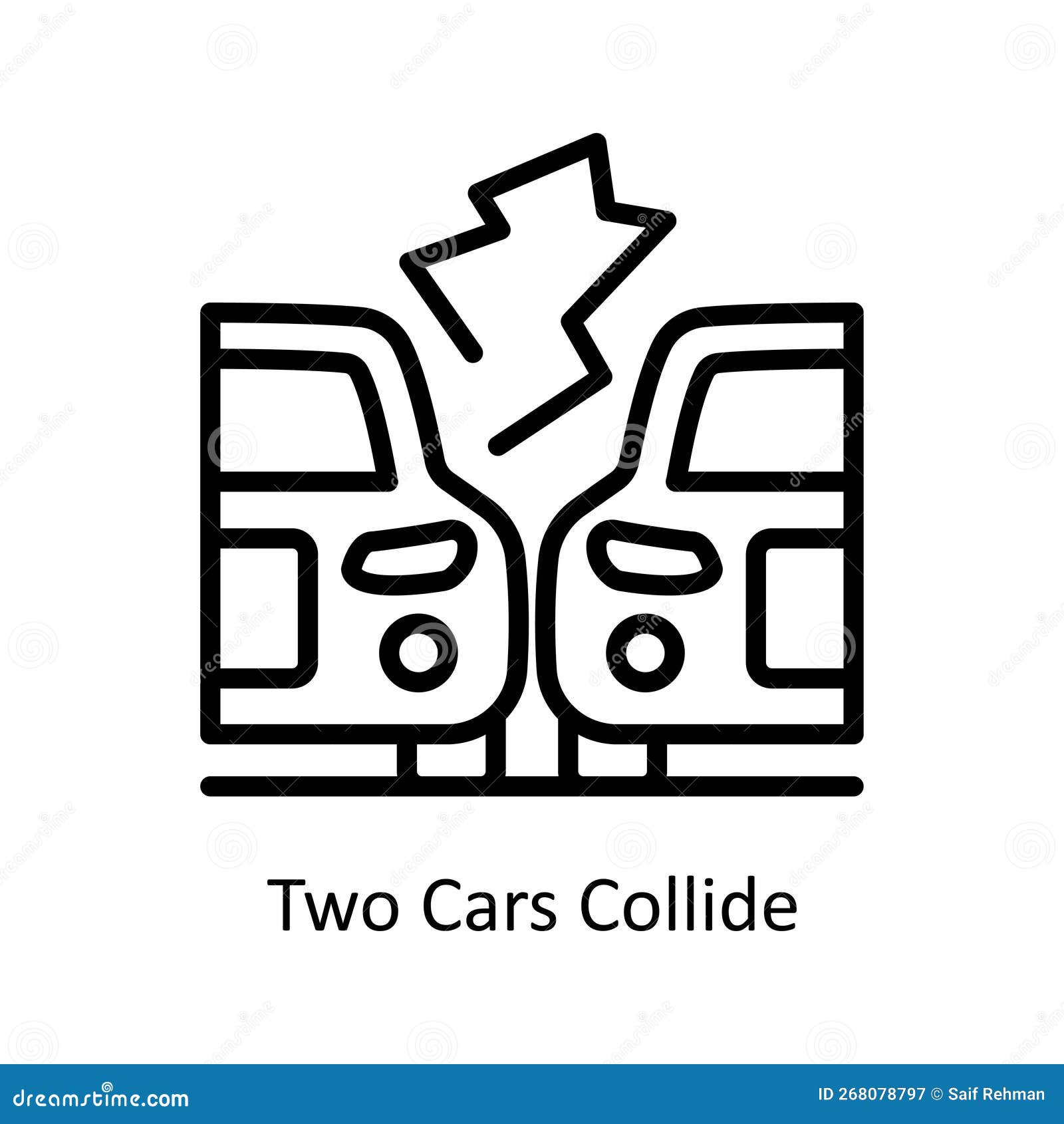Car Collide Vector Outline Icon Design Illustration. Car Accident ...