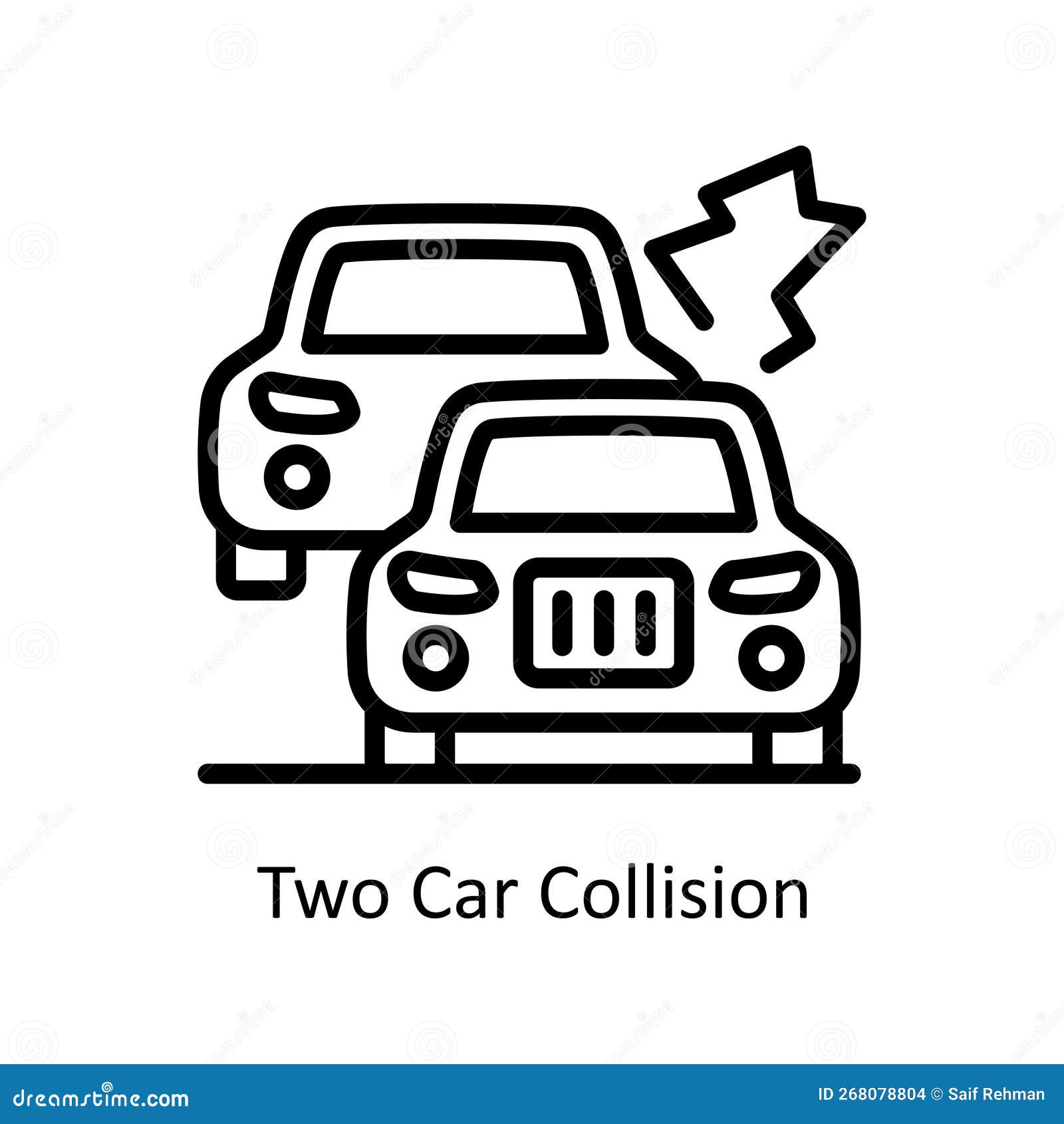 Car Collision Vector Outline Icon Design Illustration. Car Accident ...