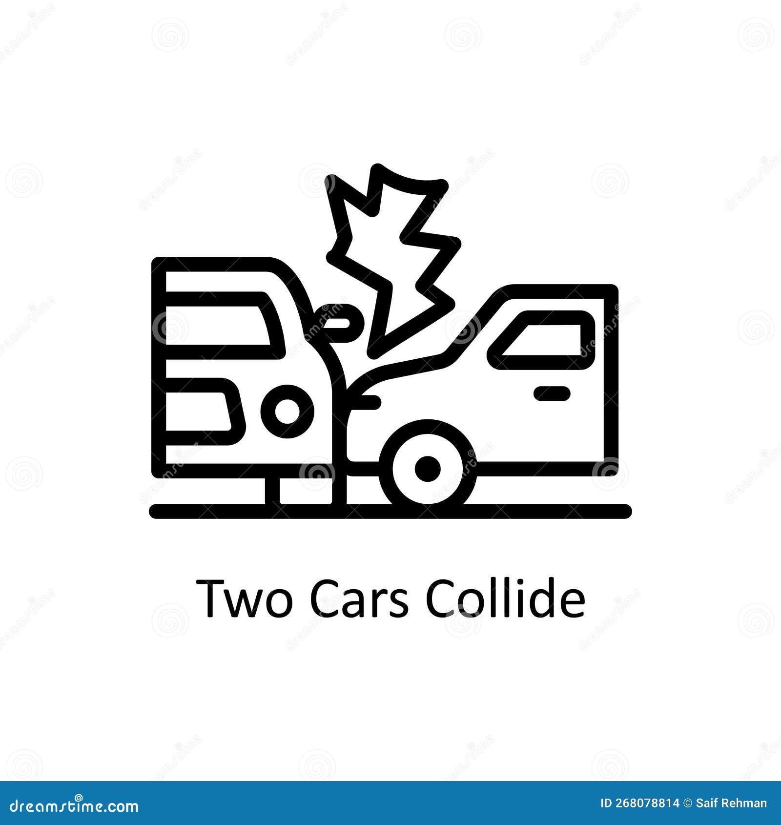 Car Collision Vector Outline Icon Design Illustration. Car Accident ...
