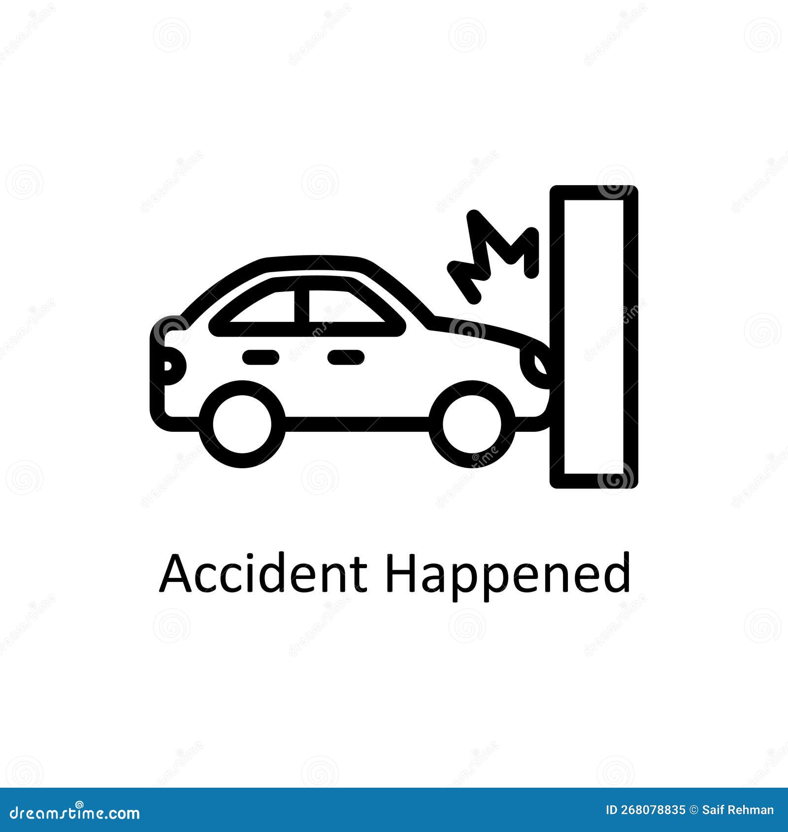 Accident Happened Vector Outline Icon Design Illustration. Car Accident ...