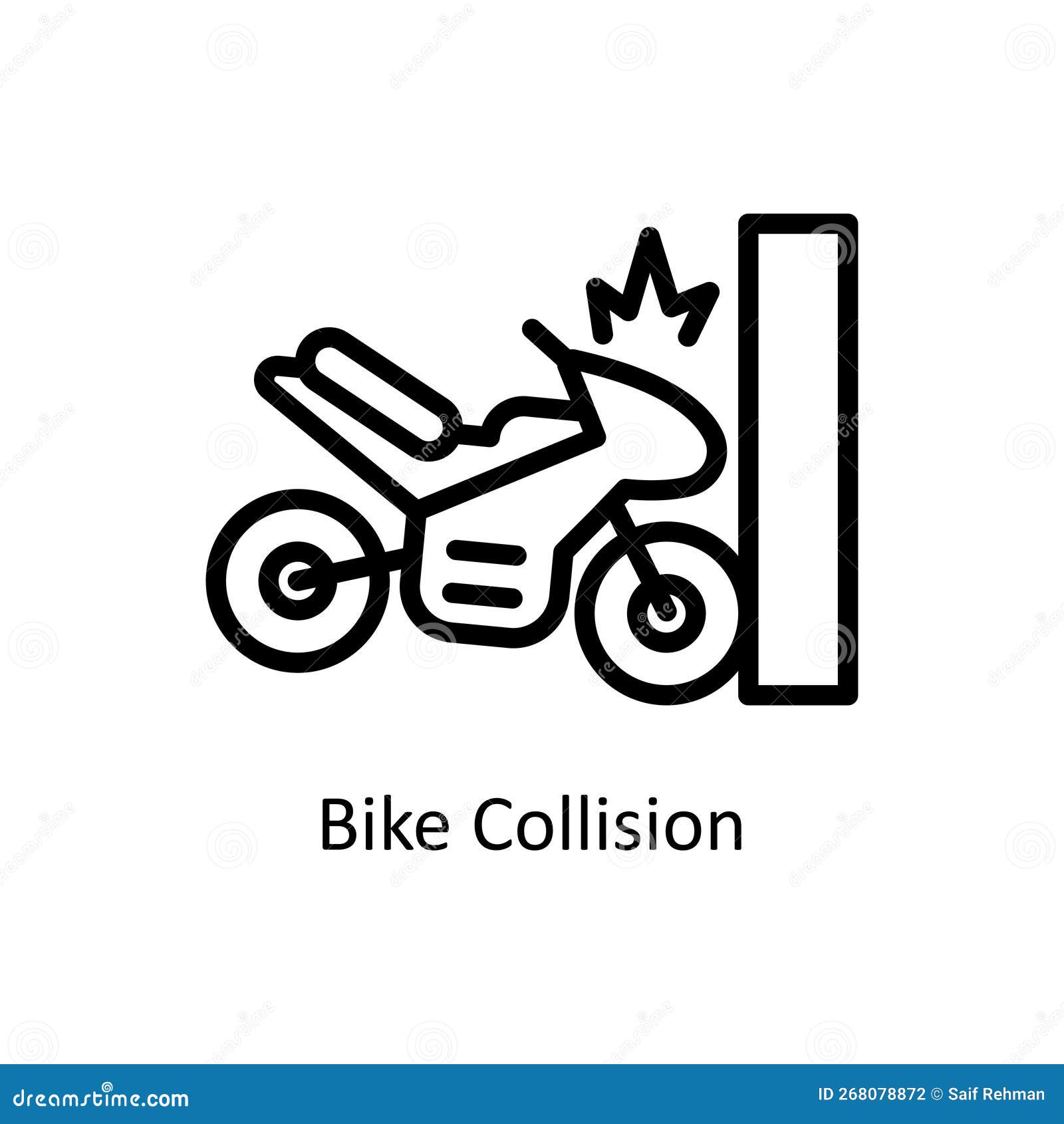 Bike Collision Vector Outline Icon Design Illustration. Car Accident ...