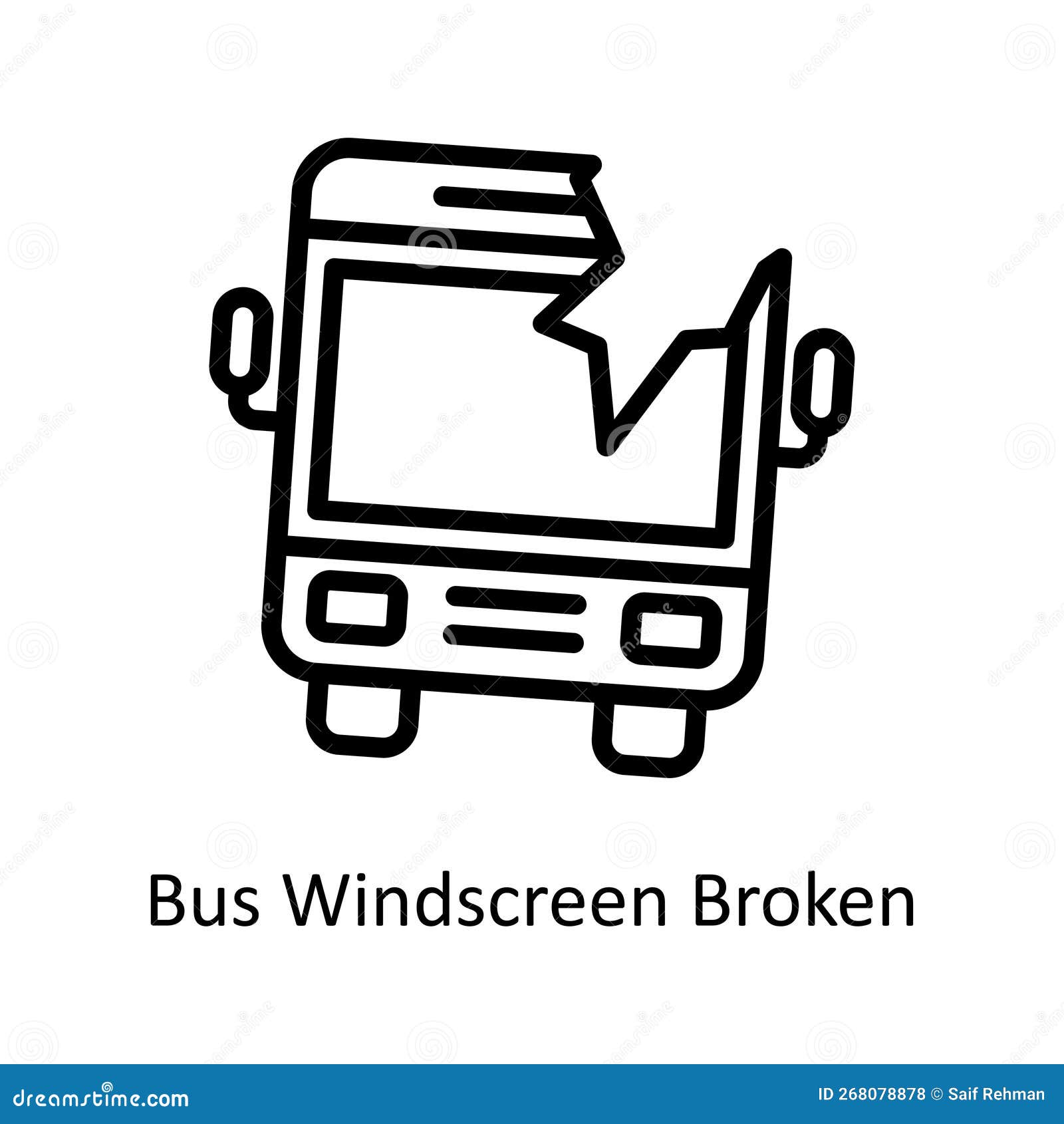 Windscreen Broken Vector Outline Icon Design Illustration. Car Accident ...