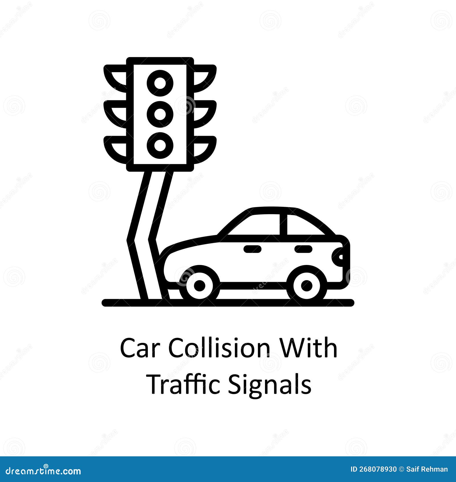 Car Collision Vector Outline Icon Design Illustration. Car Accident ...