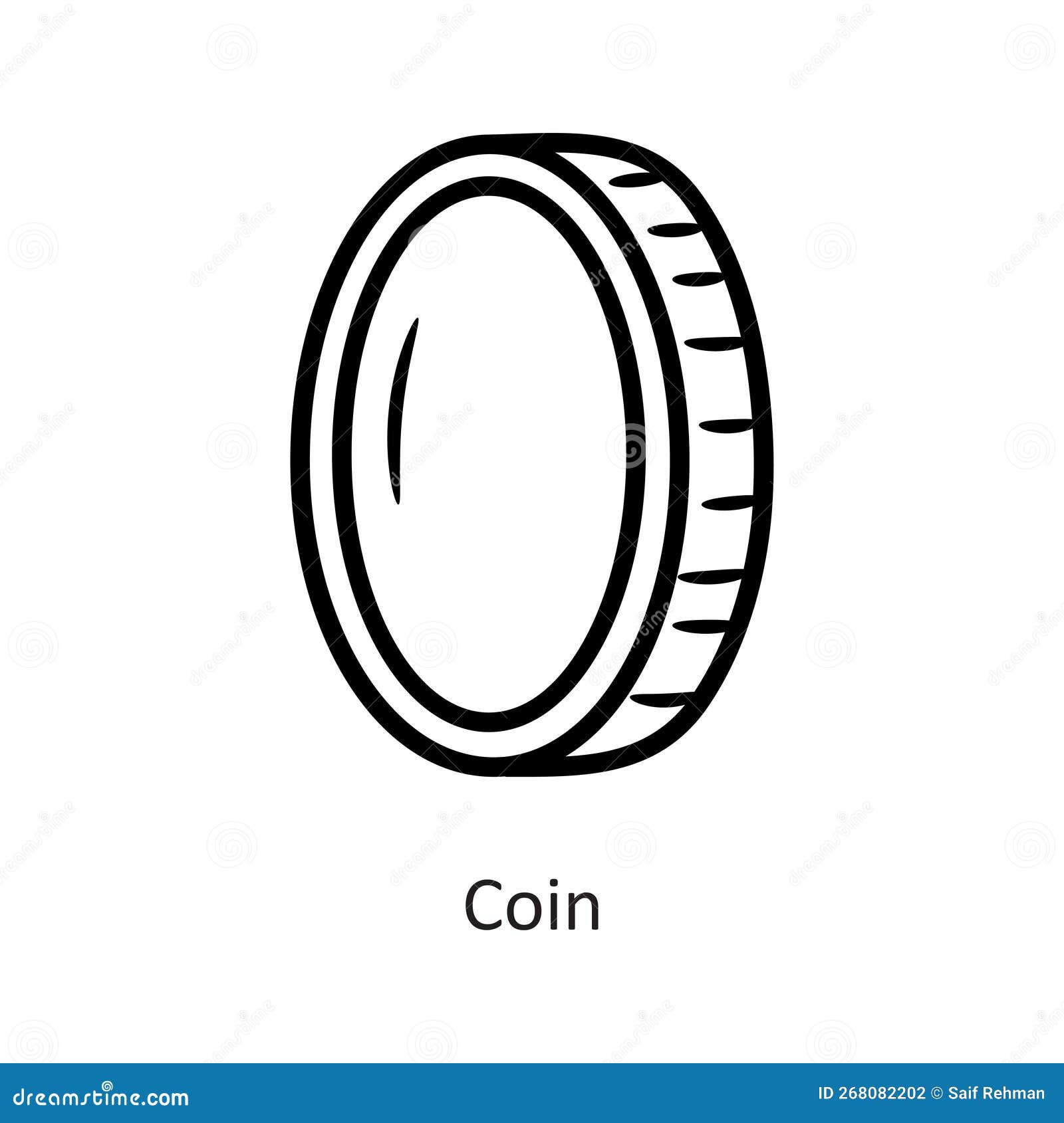 Coin Vector Outline Icon Design Illustration. Gaming Symbol on White ...