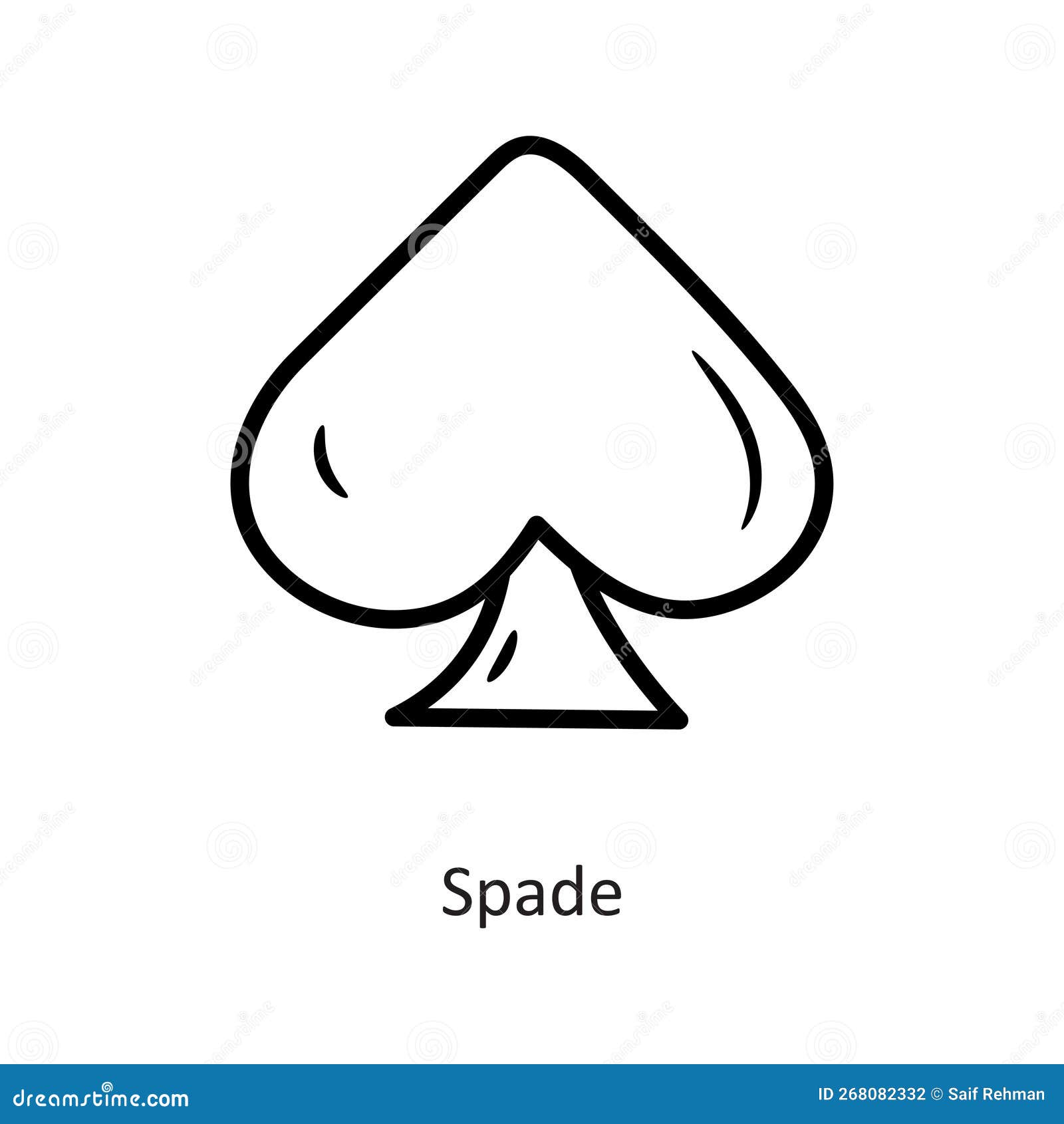 Spade Vector Outline Icon Design Illustration. Gaming Symbol on White ...