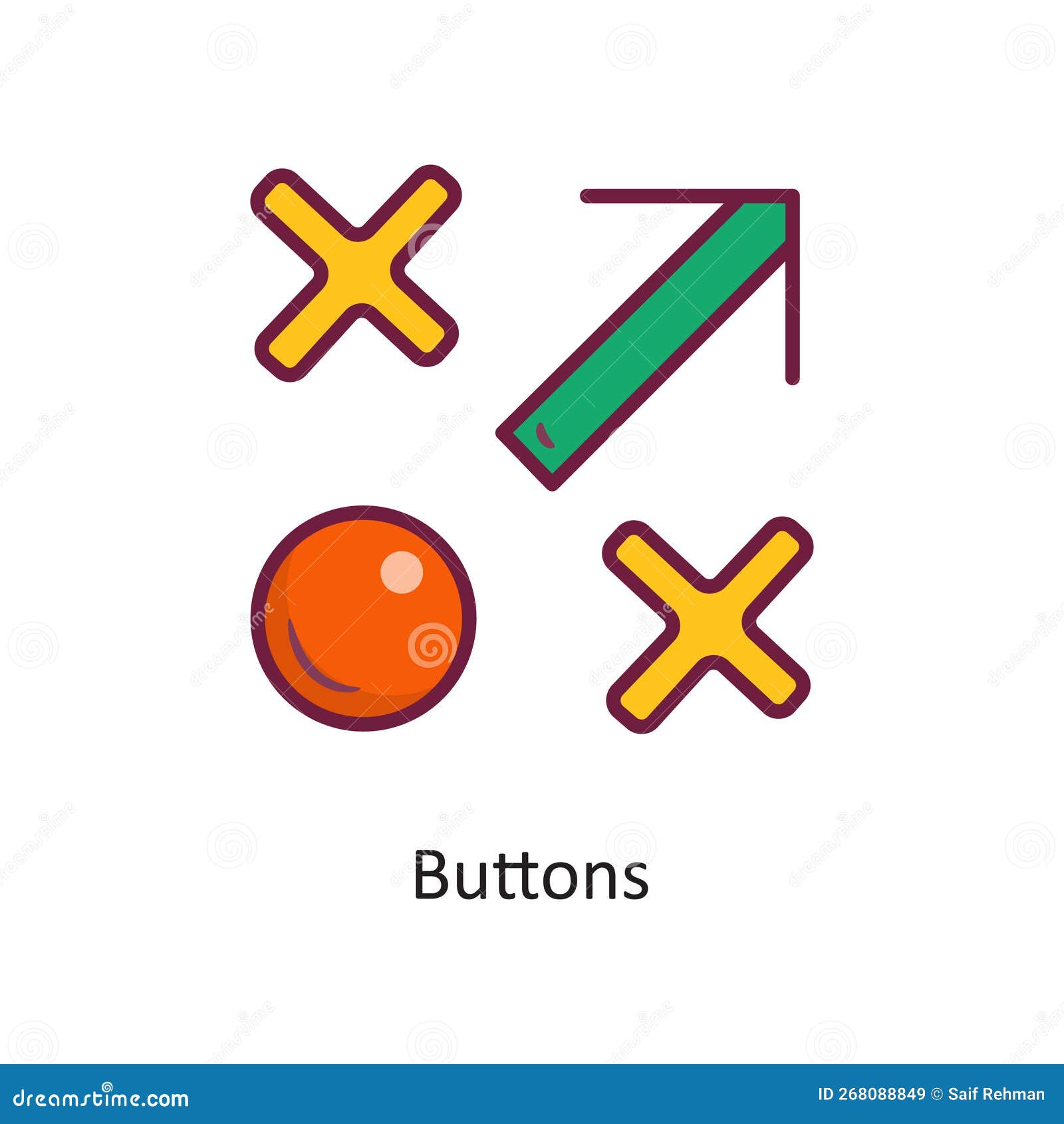 Buttons Vector Fill Outline Icon Design Illustration. Gaming Symbol on ...