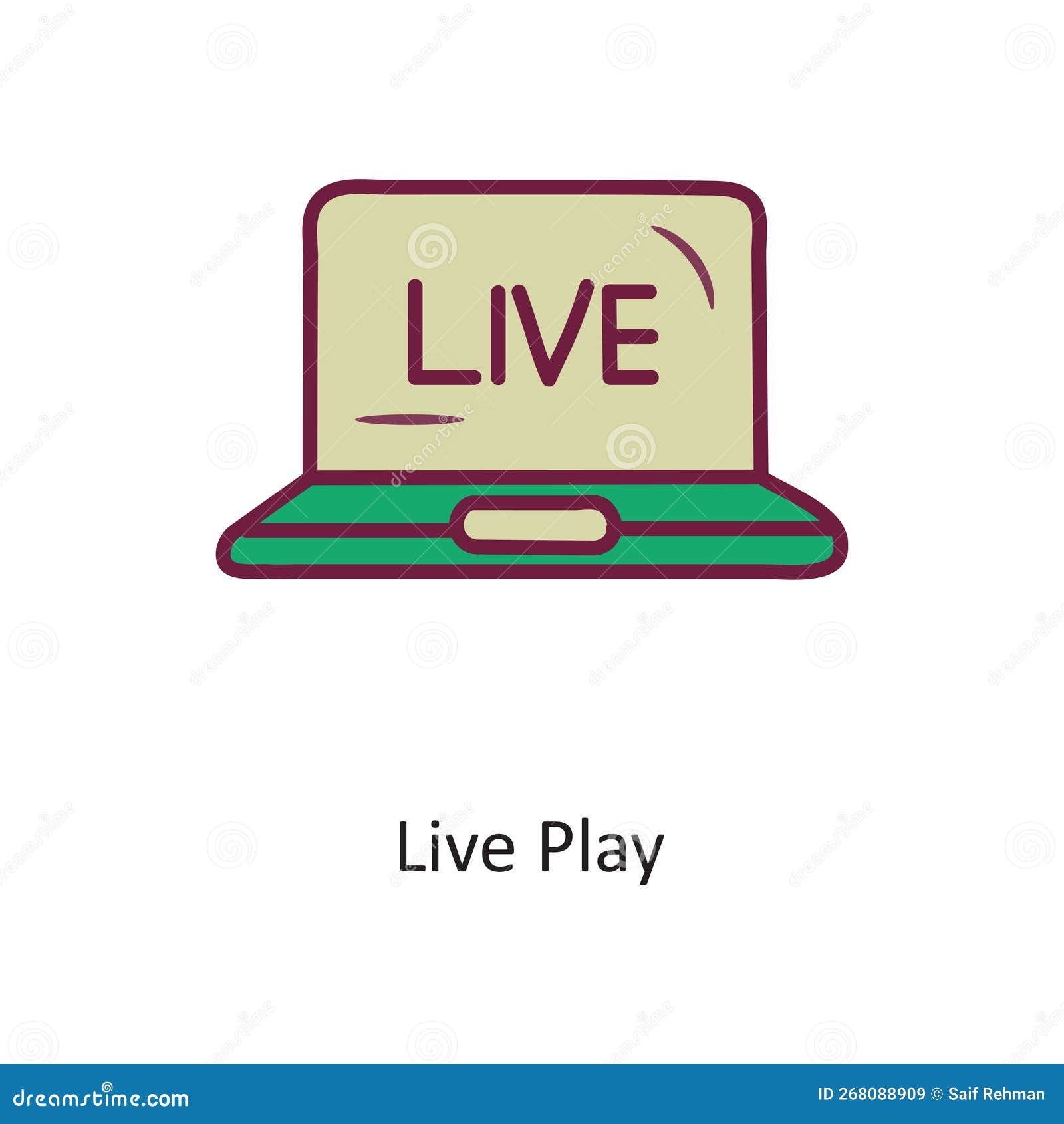 Live Play Vector Fill Outline Icon Design Illustration. Gaming Symbol ...