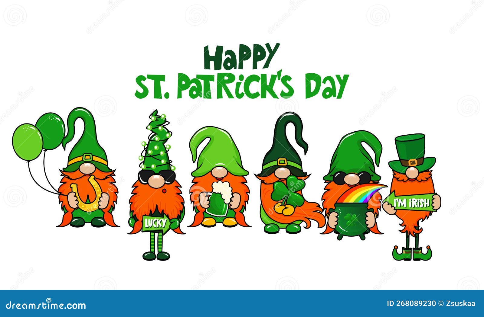 Happy Saint Patrick`s Day Gnomes with Green Beer. Nordic Magic Dwarf ...