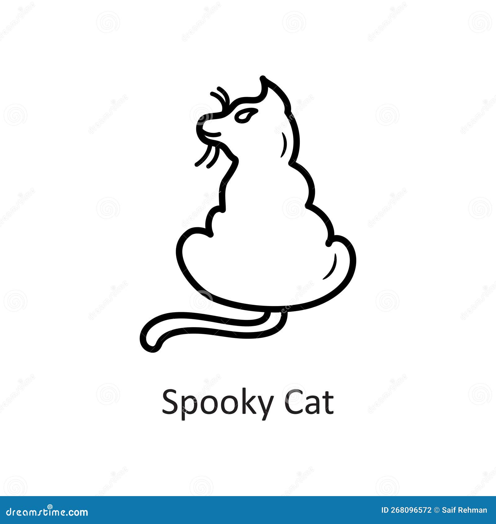 Spooky Cat Vector Outline Icon Design Illustration. Halloween Symbol on ...