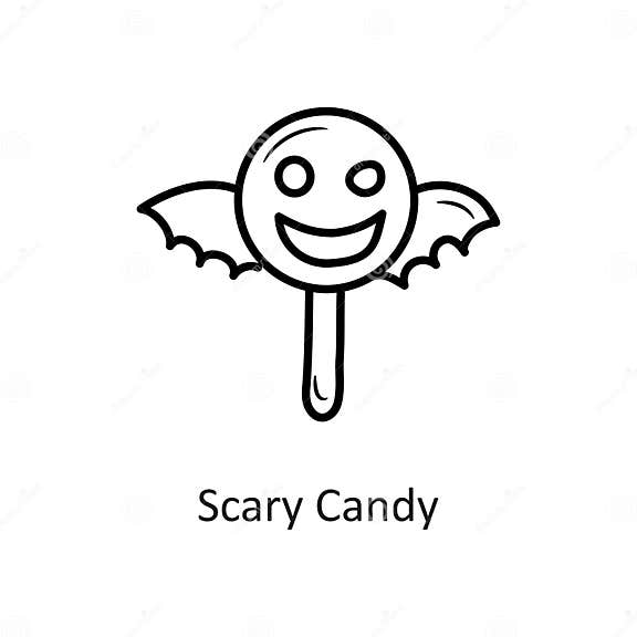 Scary Candy Vector Outline Icon Design Illustration. Halloween Symbol ...
