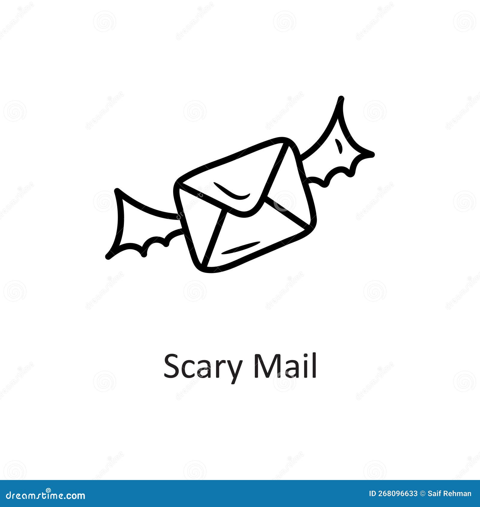 Scary Mail Vector Outline Icon Design Illustration. Halloween Symbol on ...