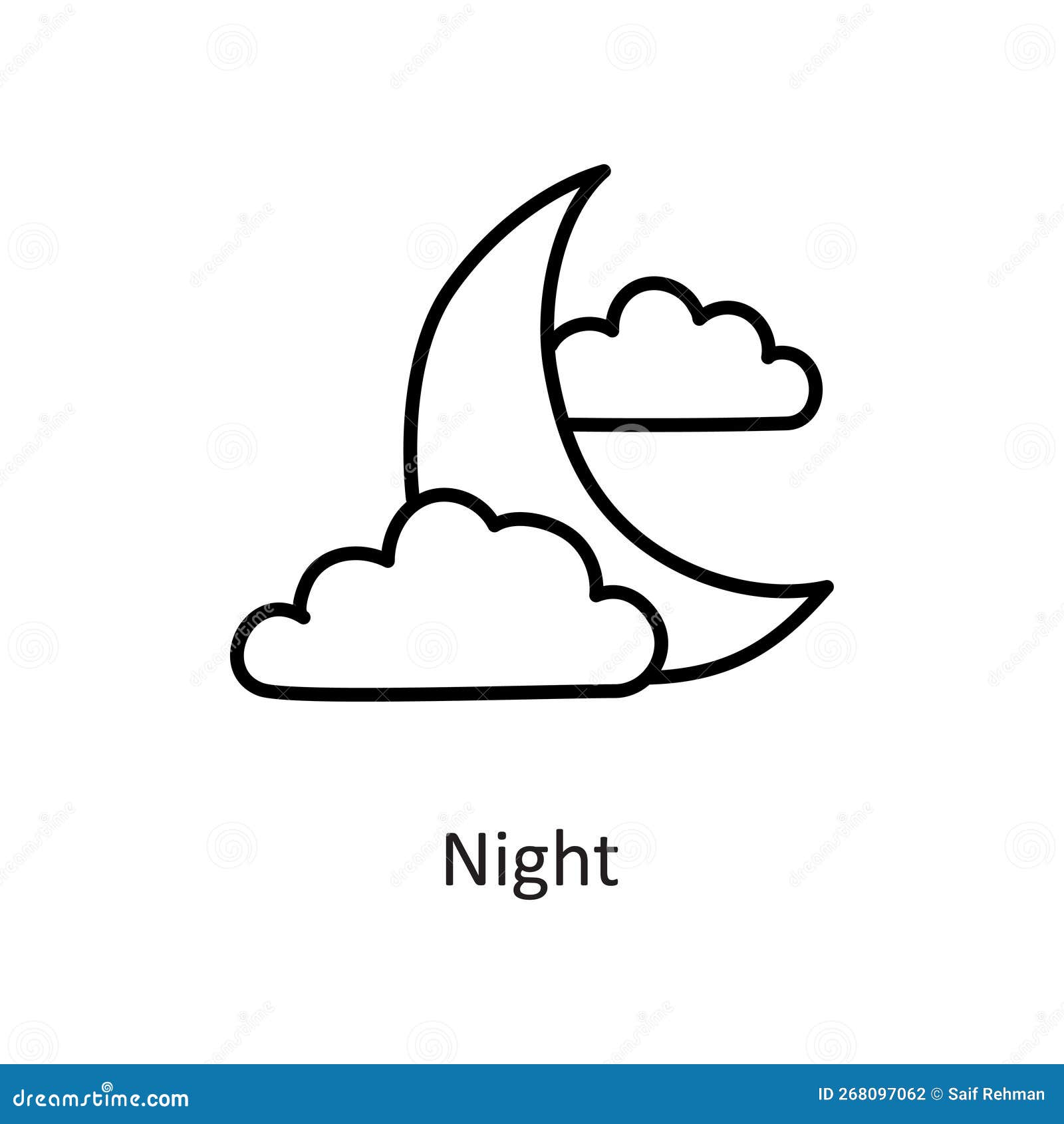 Night Vector Outline Icon Design Illustration. Halloween Symbol on ...