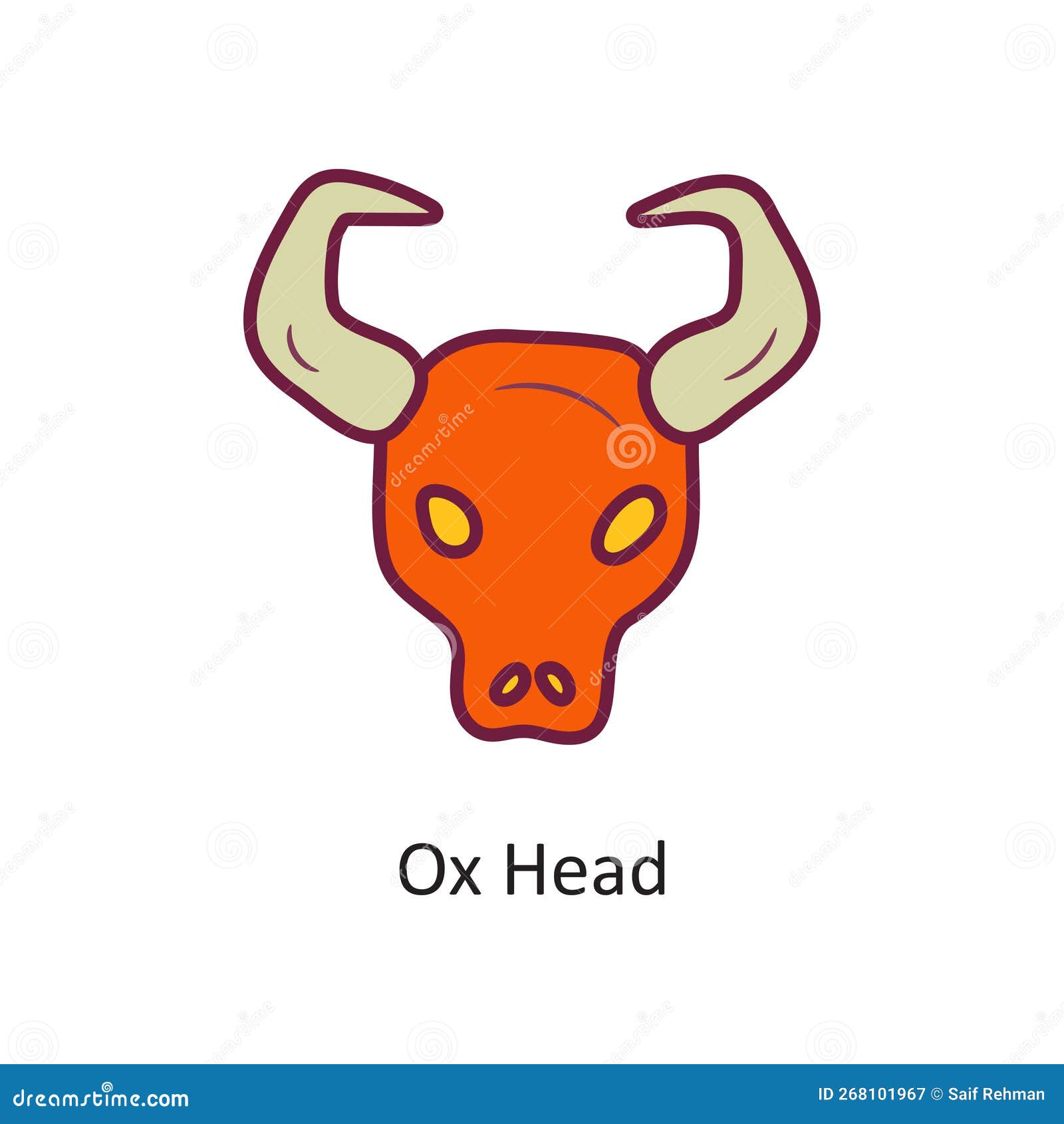 Ox Head Vector Fill Outline Icon Design Illustration. Halloween Symbol ...