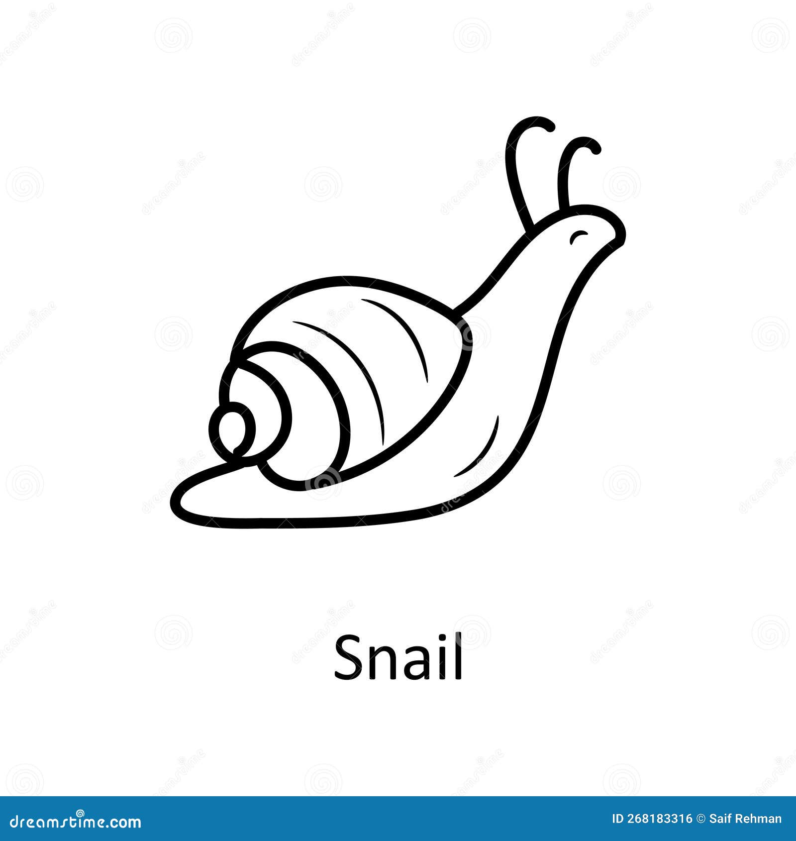 Snail Vector Outline Icon Design Illustration. Nature Symbol on White ...