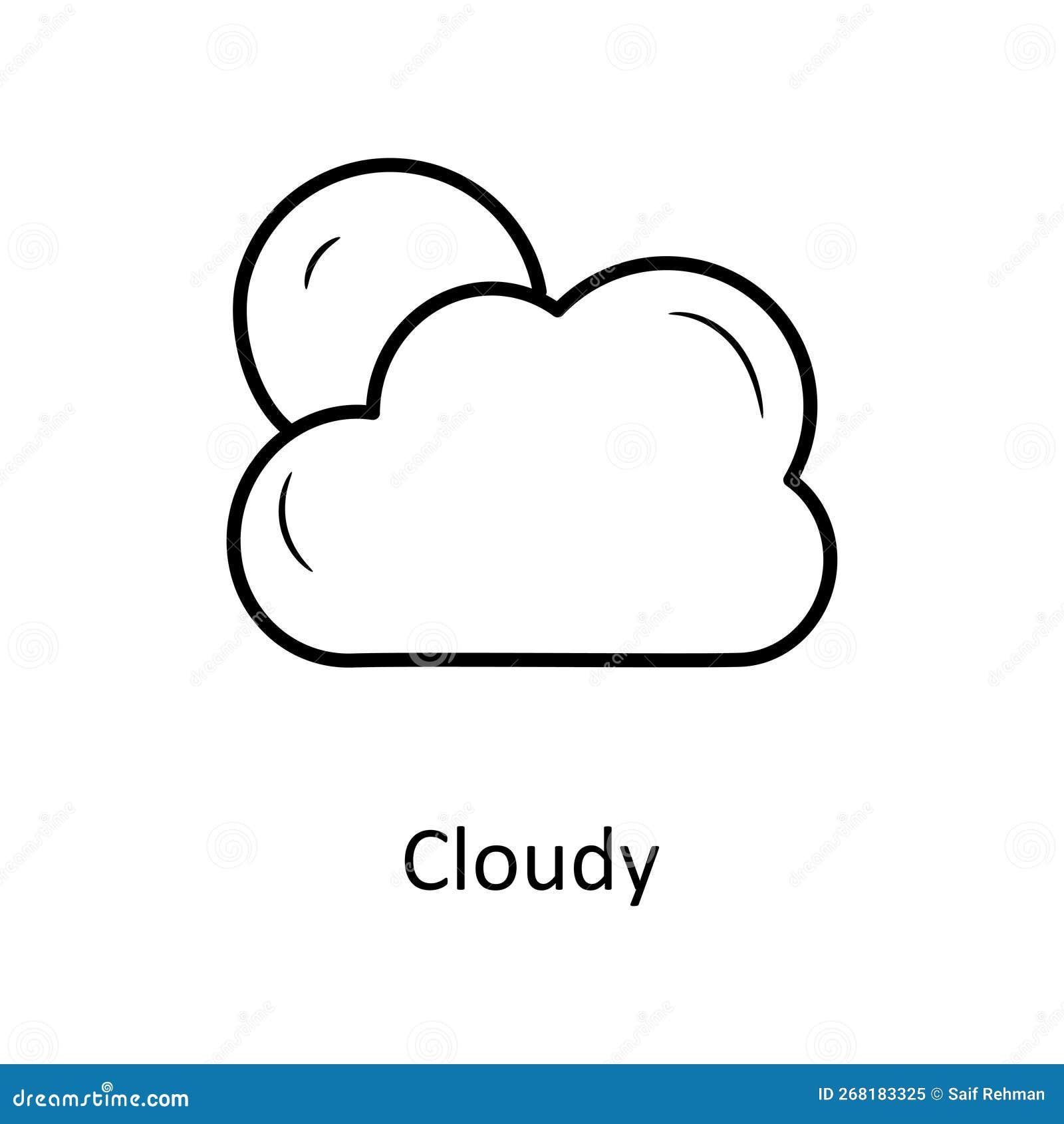 Cloudy Vector Outline Icon Design Illustration. Nature Symbol on White ...