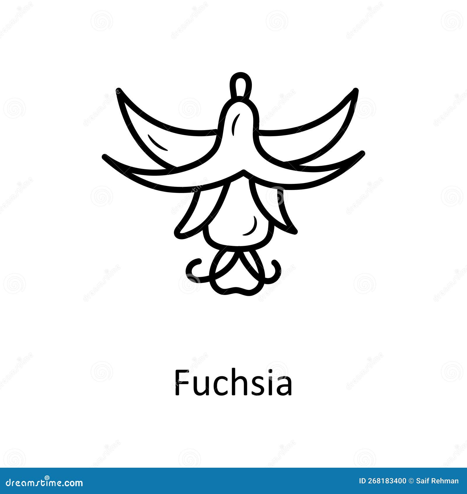 Fuchsia Vector Outline Icon Design Illustration. Nature Symbol on White ...