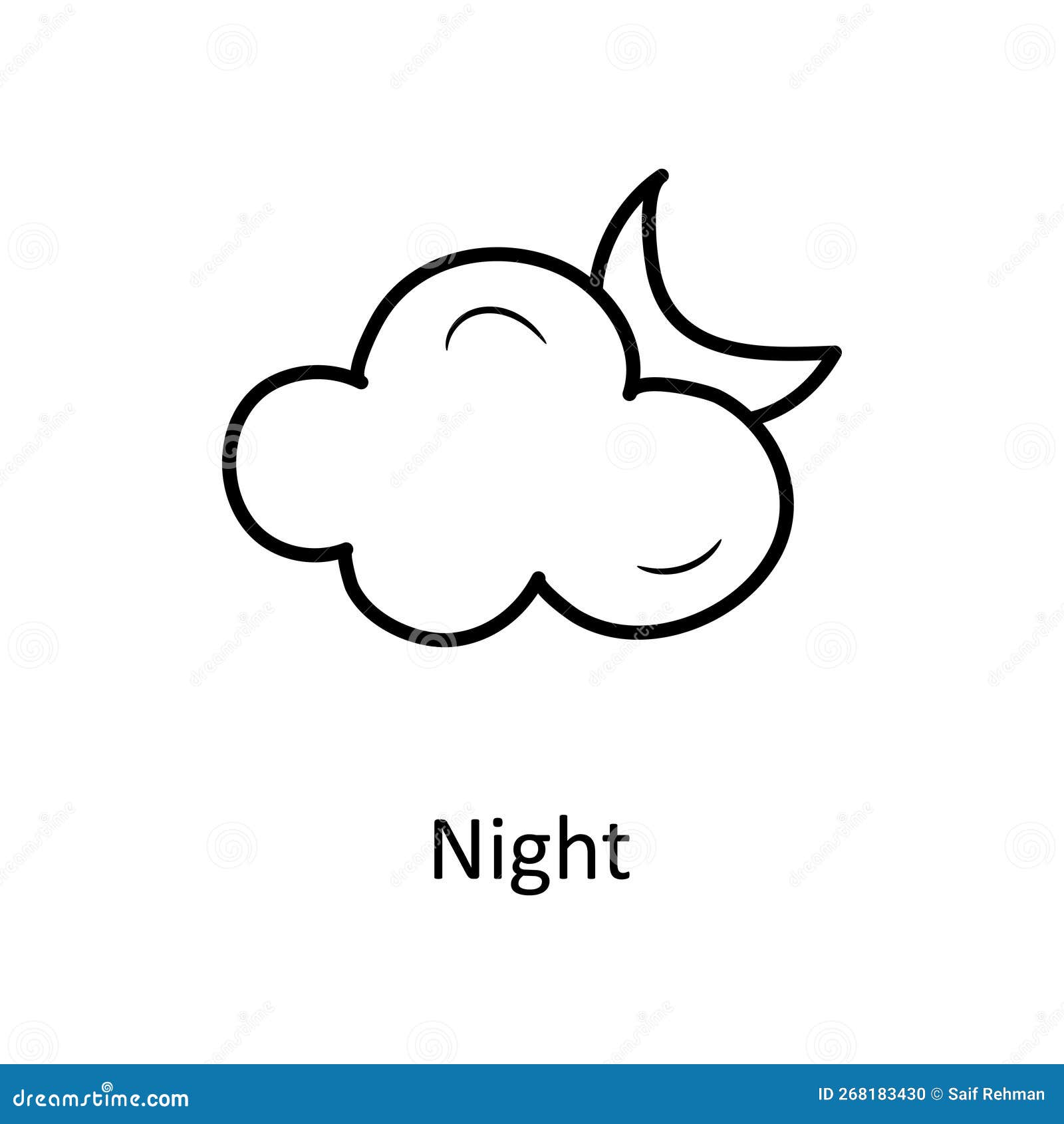 Night Vector Outline Icon Design Illustration. Nature Symbol on White ...