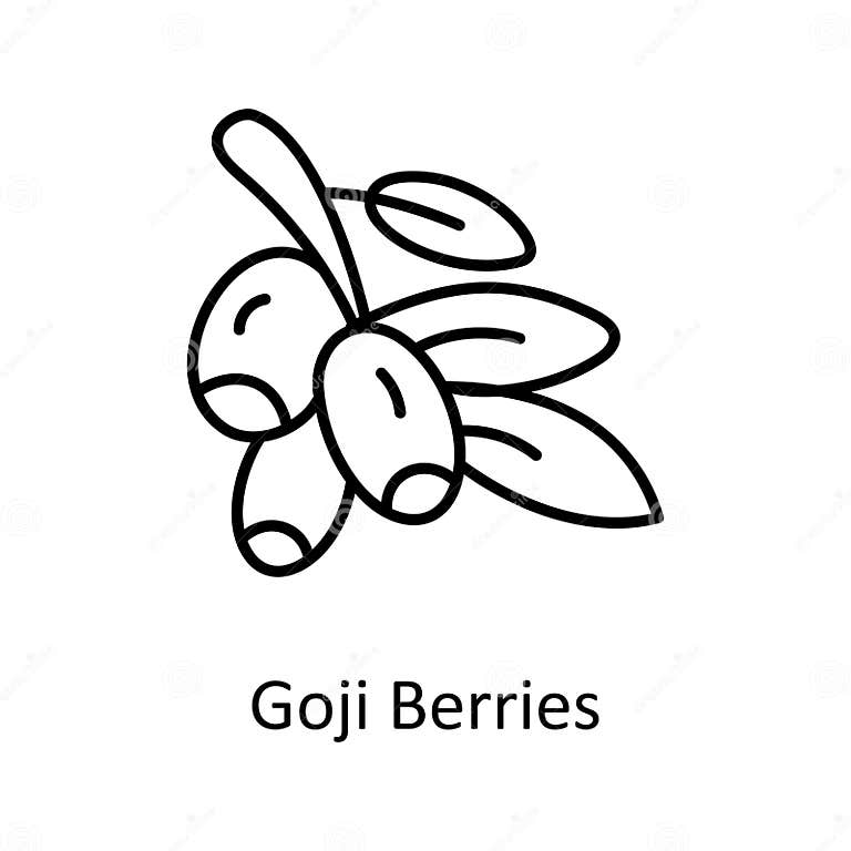 Goji Berries Vector Outline Icon Design Illustration. Nature Symbol on ...