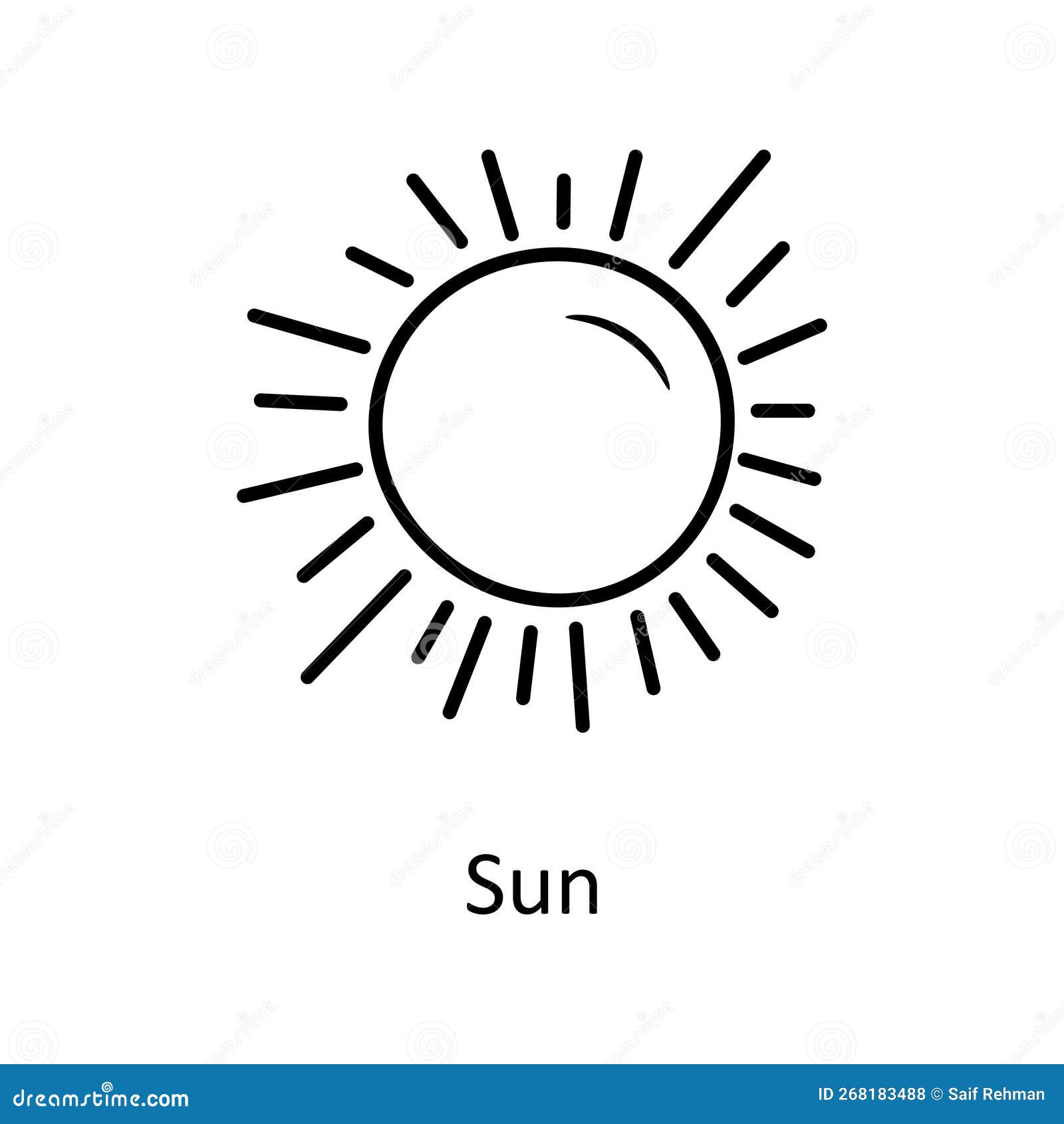 Sun Vector Outline Icon Design Illustration. Nature Symbol on White ...