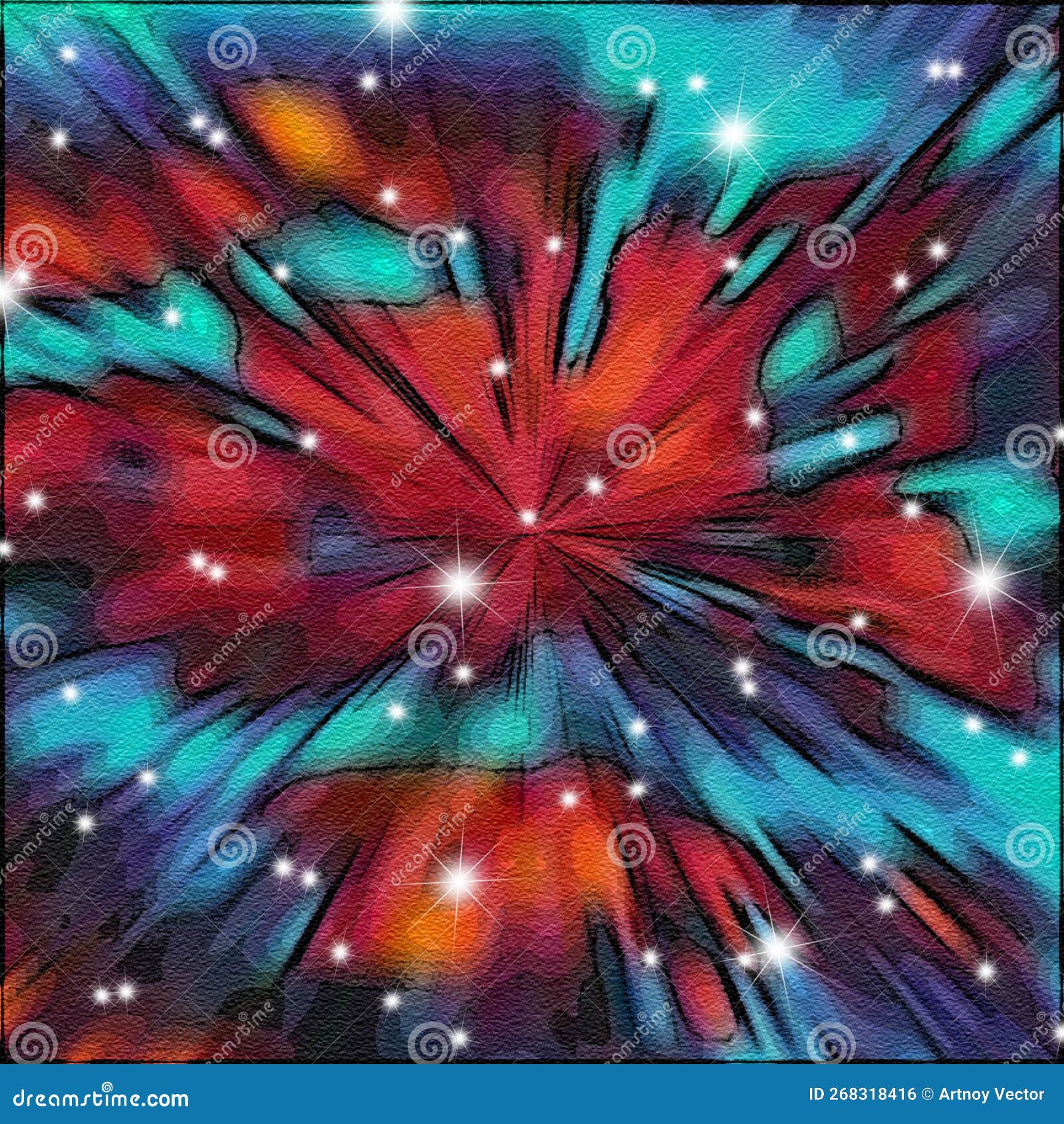 Colorful Explosion Abstract Background with Cartoon Texture and Glitter ...