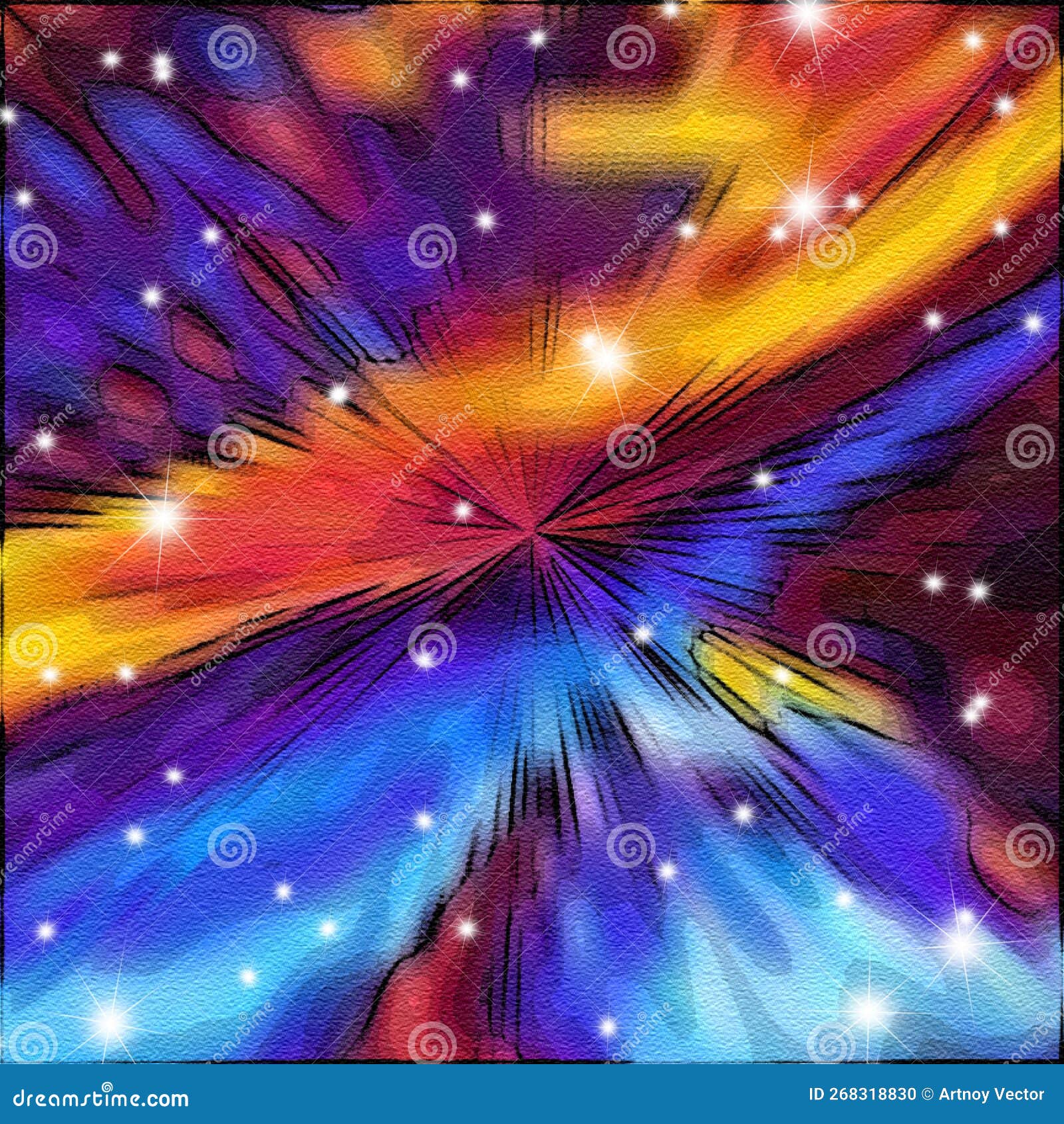 Colorful Explosion Abstract Background with Cartoon Texture and Glitter ...