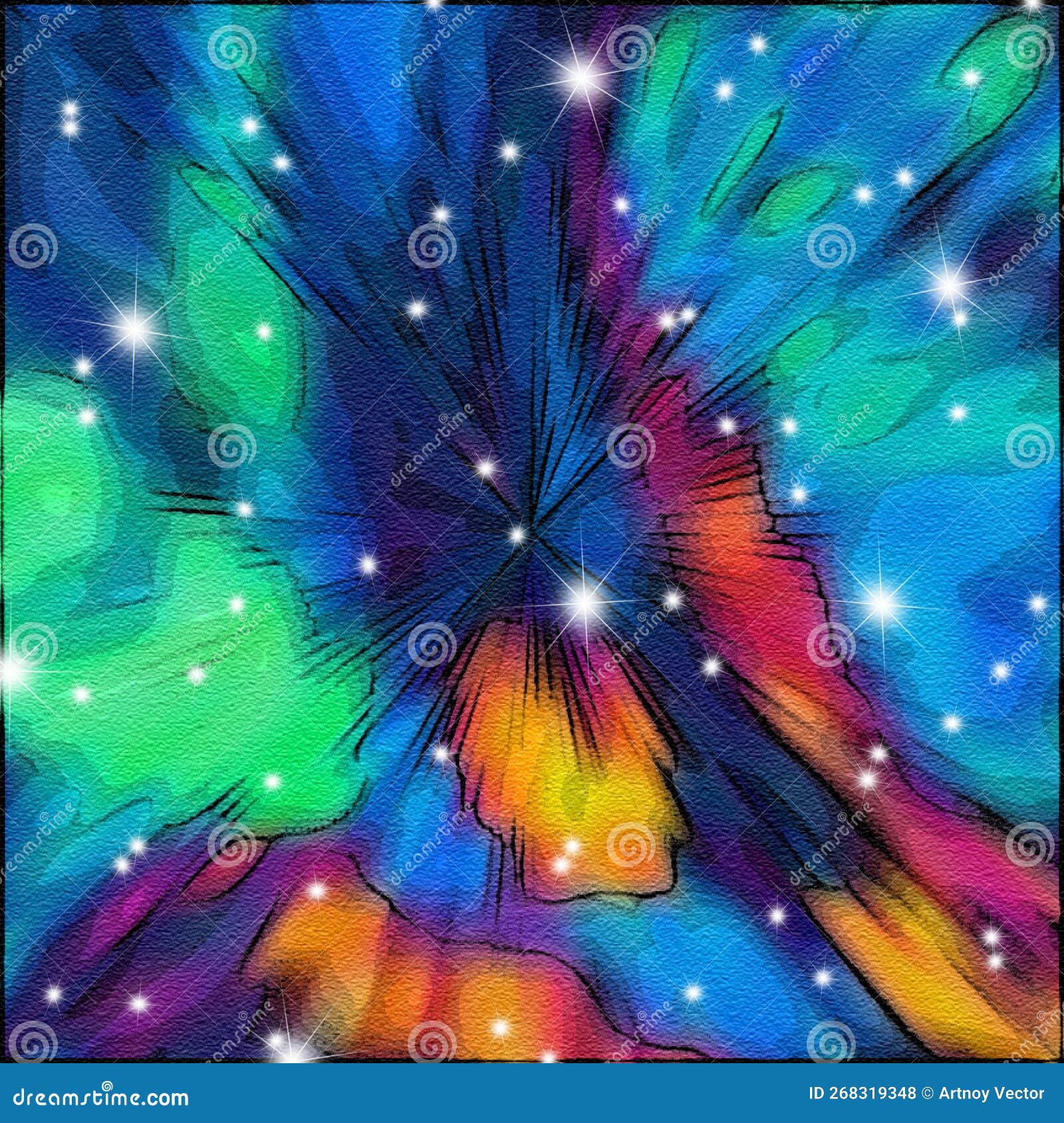 Colorful Explosion Abstract Background with Cartoon Texture and Glitter ...