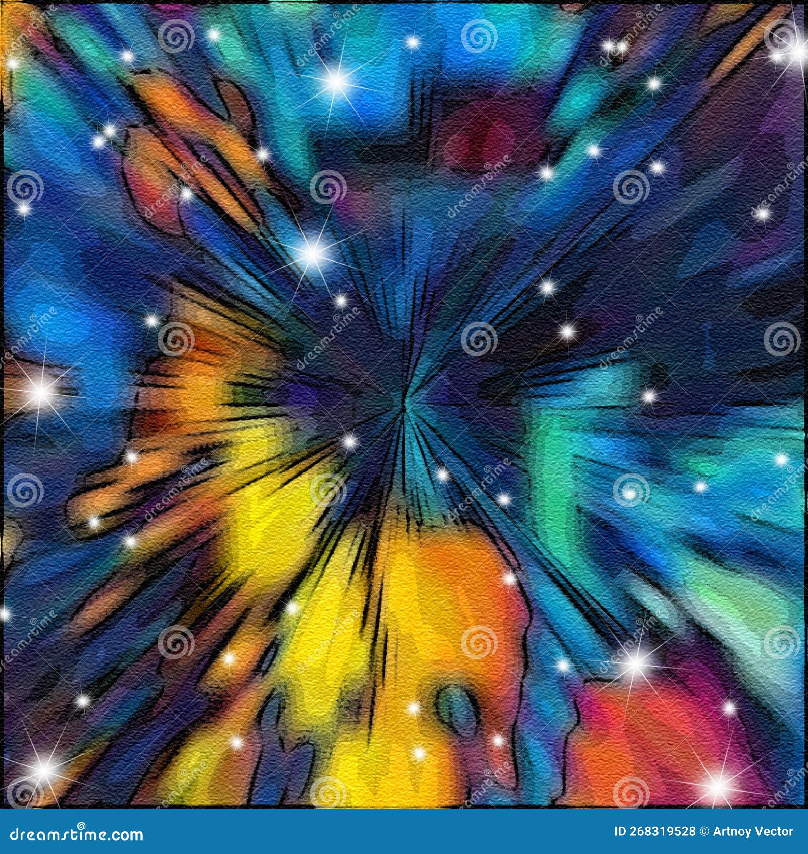 Colorful Explosion Abstract Background with Cartoon Texture and Glitter ...