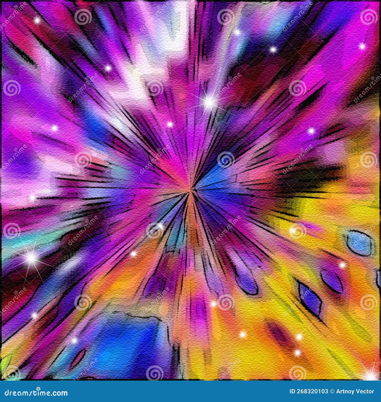 Colorful Explosion Abstract Background with Cartoon Texture and Glitter ...