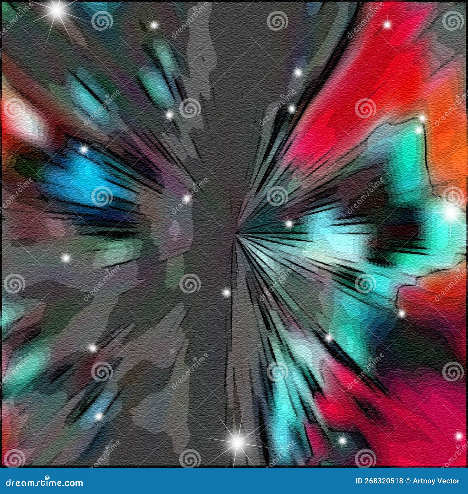 Colorful Explosion Abstract Background with Cartoon Texture and Glitter ...