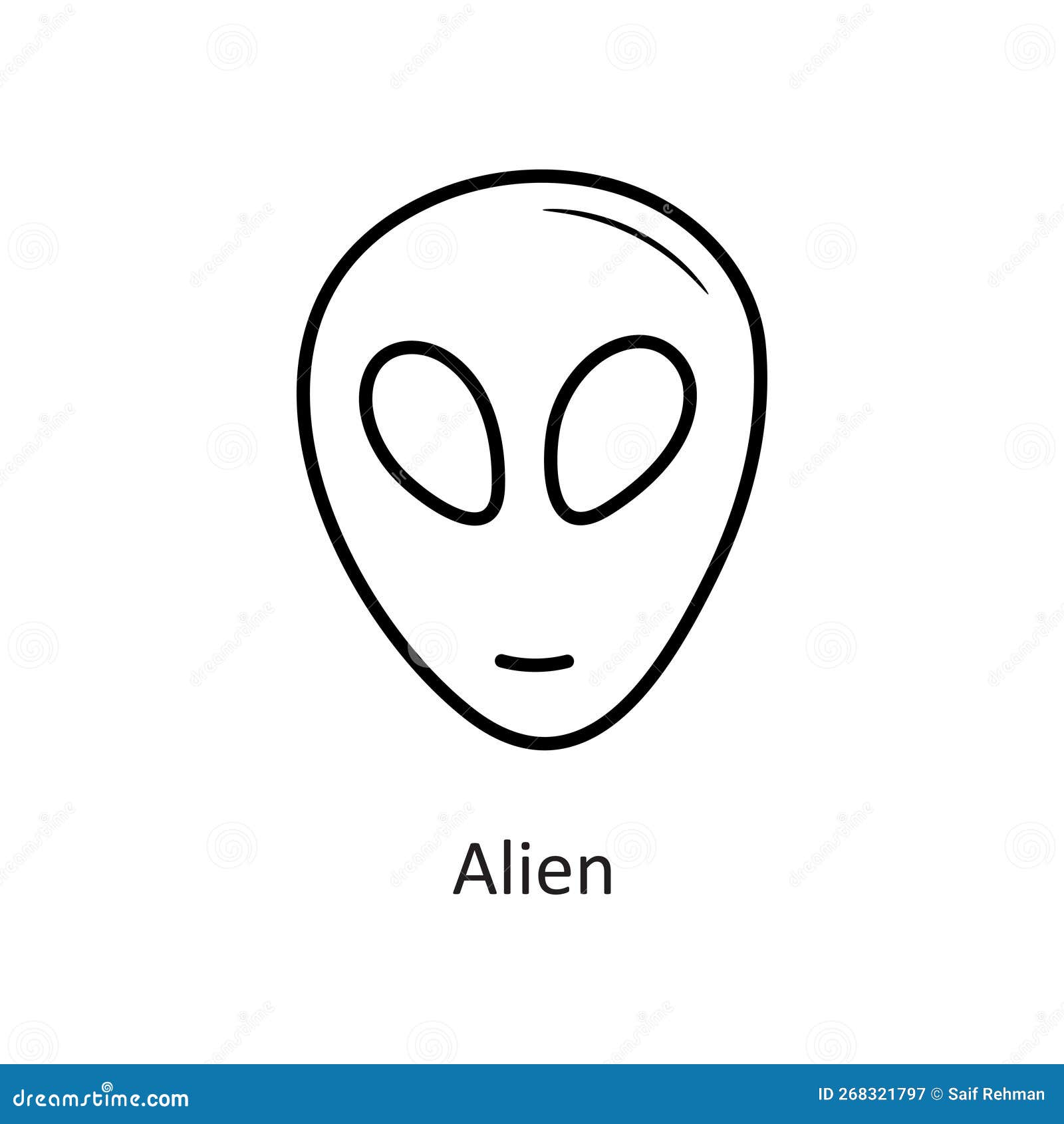 Alien Vector Outline Icon Design Illustration. Space Symbol on White ...