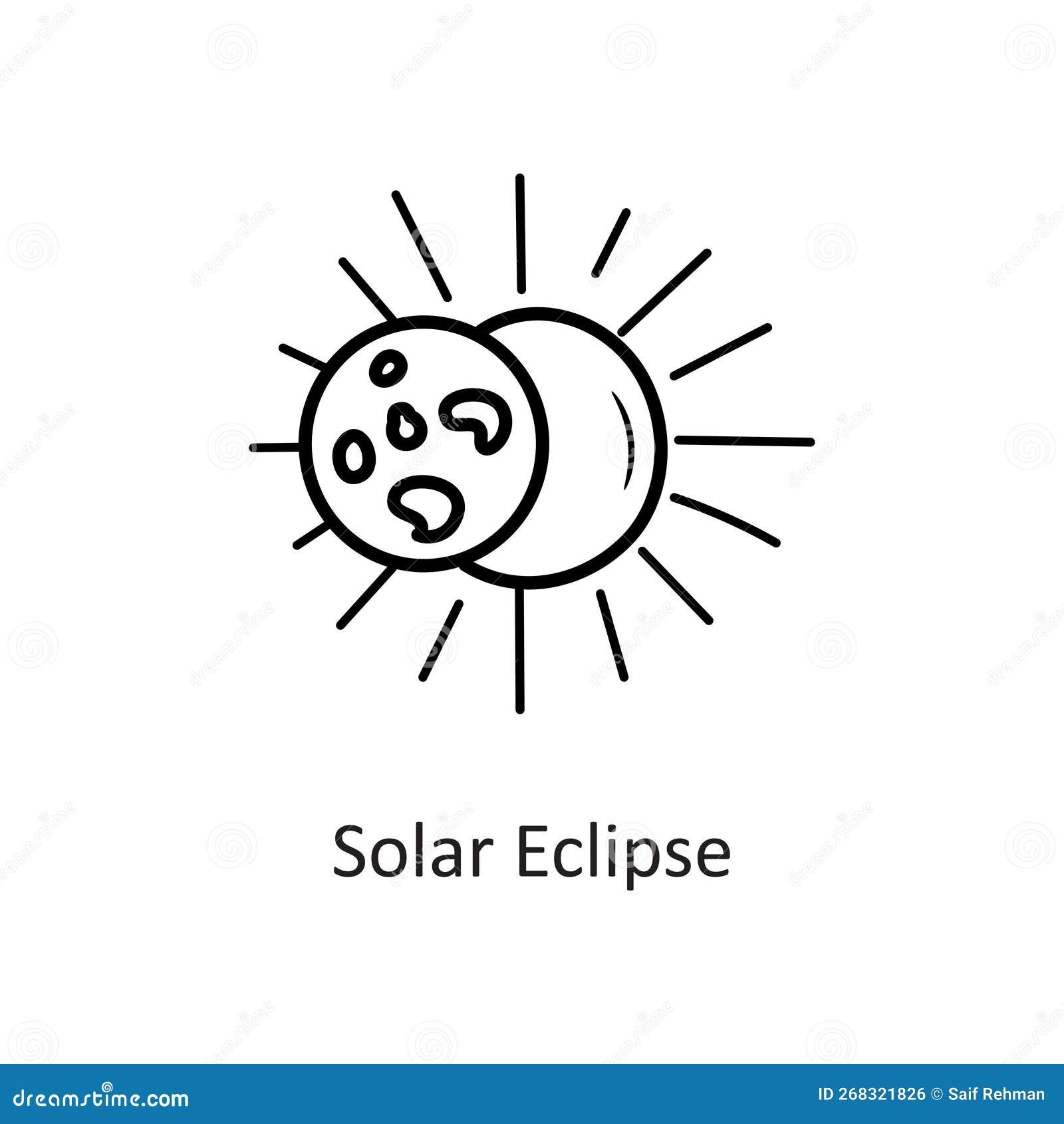 Solar Eclipse Vector Outline Icon Design Illustration. Space Symbol on ...