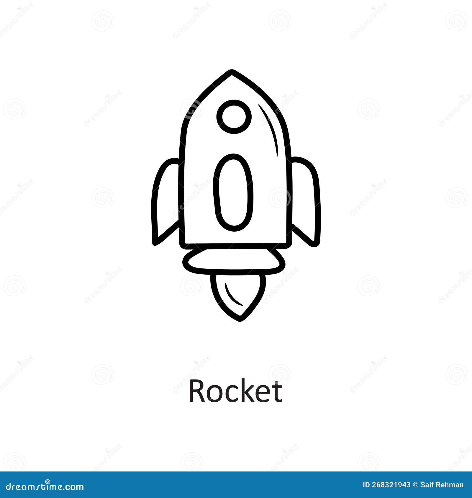Rocket Vector Outline Icon Design Illustration. Space Symbol on White ...