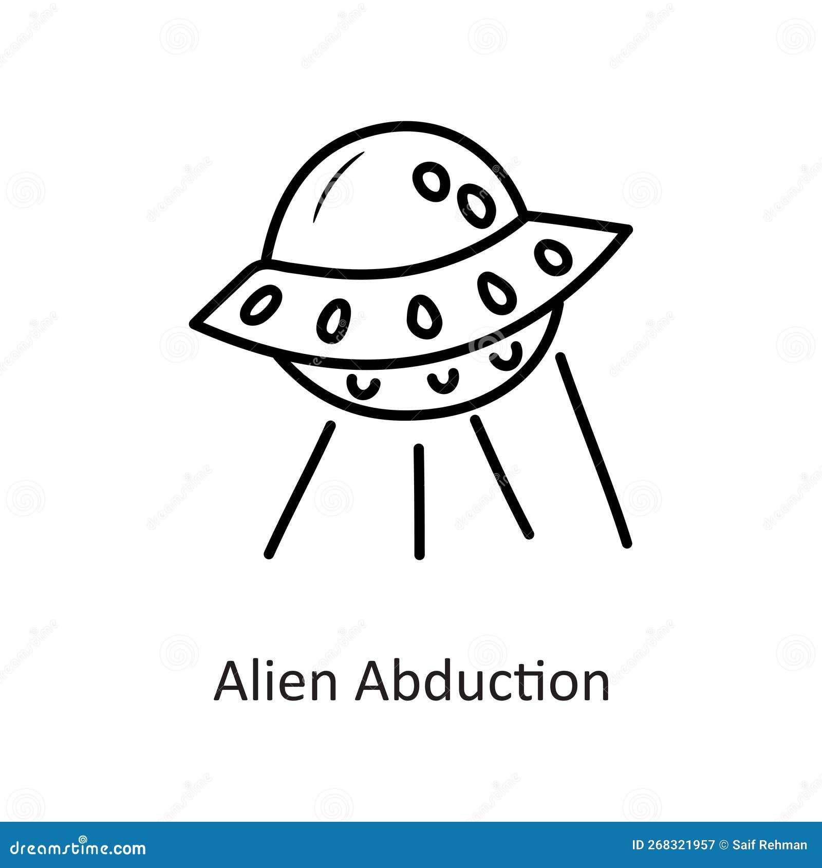 Alien Abduction Vector Outline Icon Design Illustration. Space Symbol ...