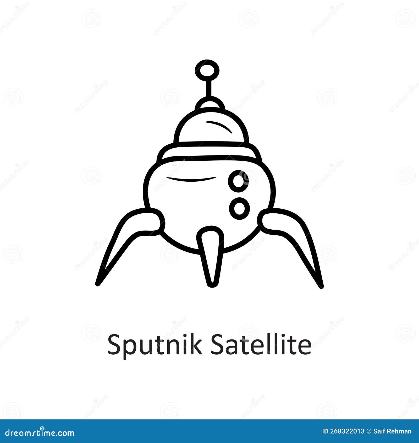 Sputnik Satellite Vector Outline Icon Design Illustration. Space Symbol ...