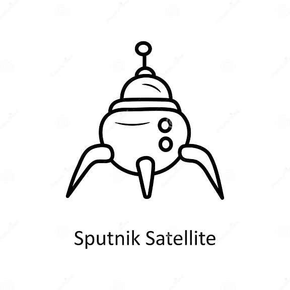 Sputnik Satellite Vector Outline Icon Design Illustration. Space Symbol ...