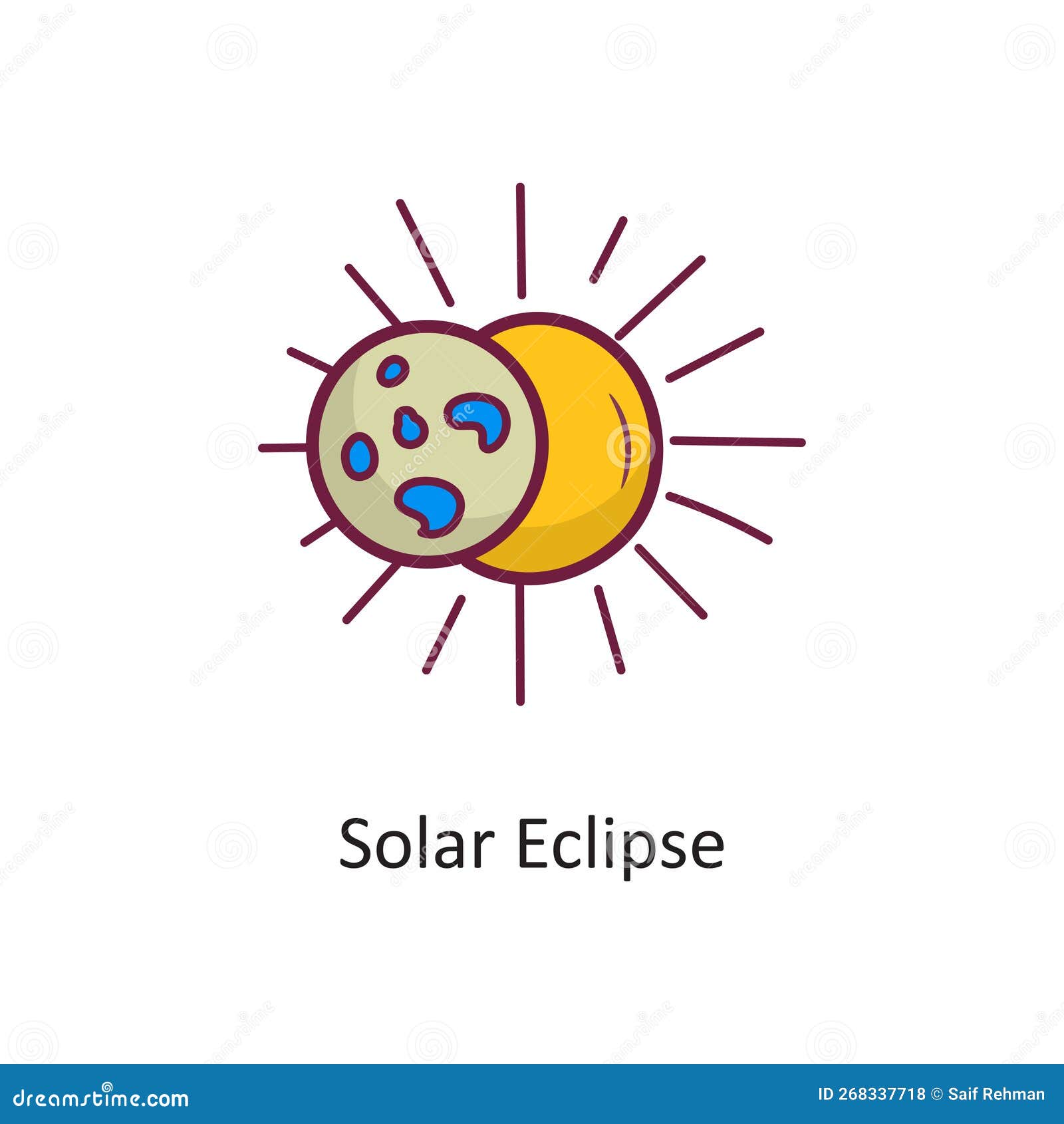 Solar Eclipse Vector Fill Outline Icon Design Illustration. Space ...
