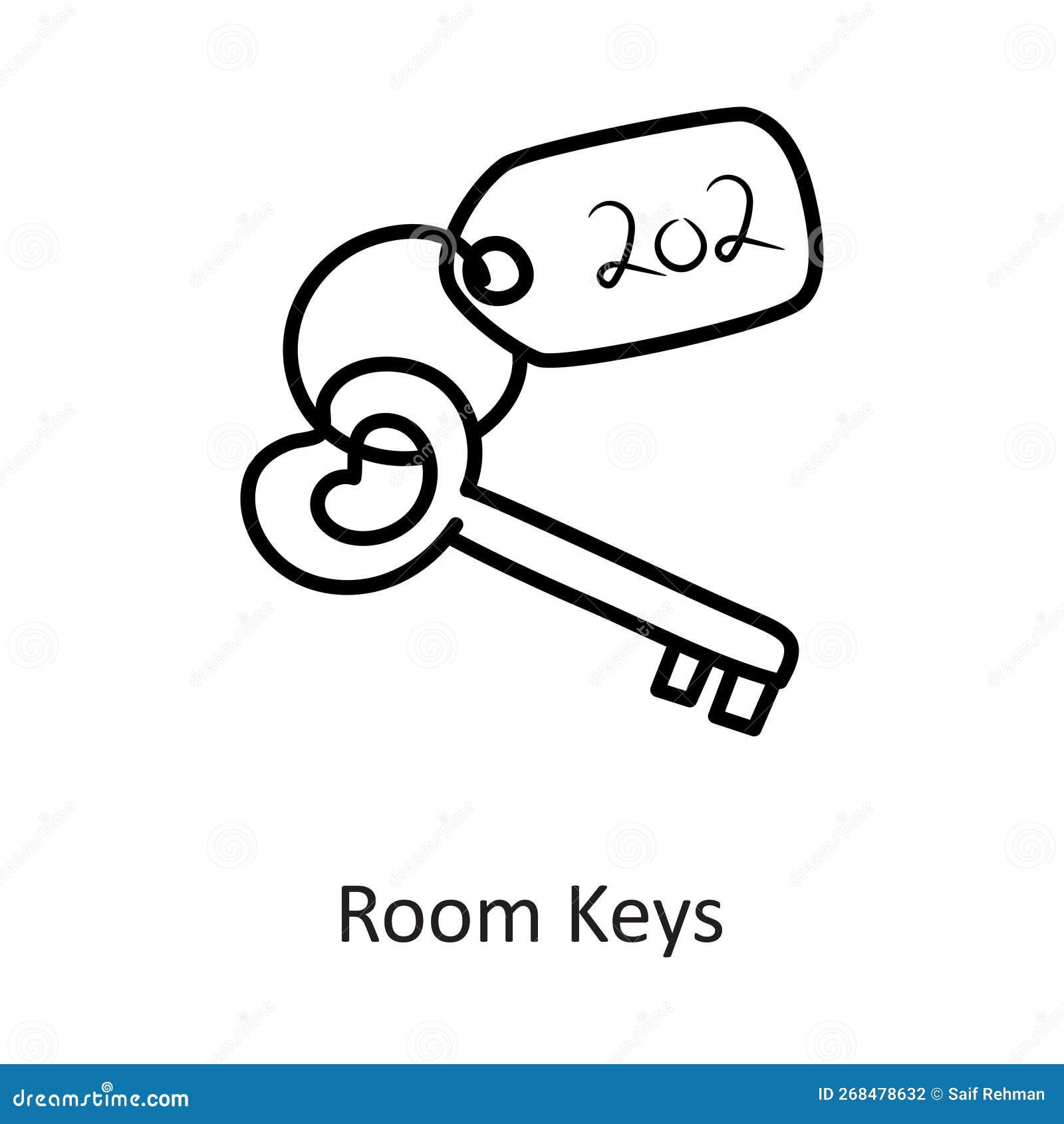 Room Keys Vector Outline Icon Design Illustration. Travel Symbol on ...